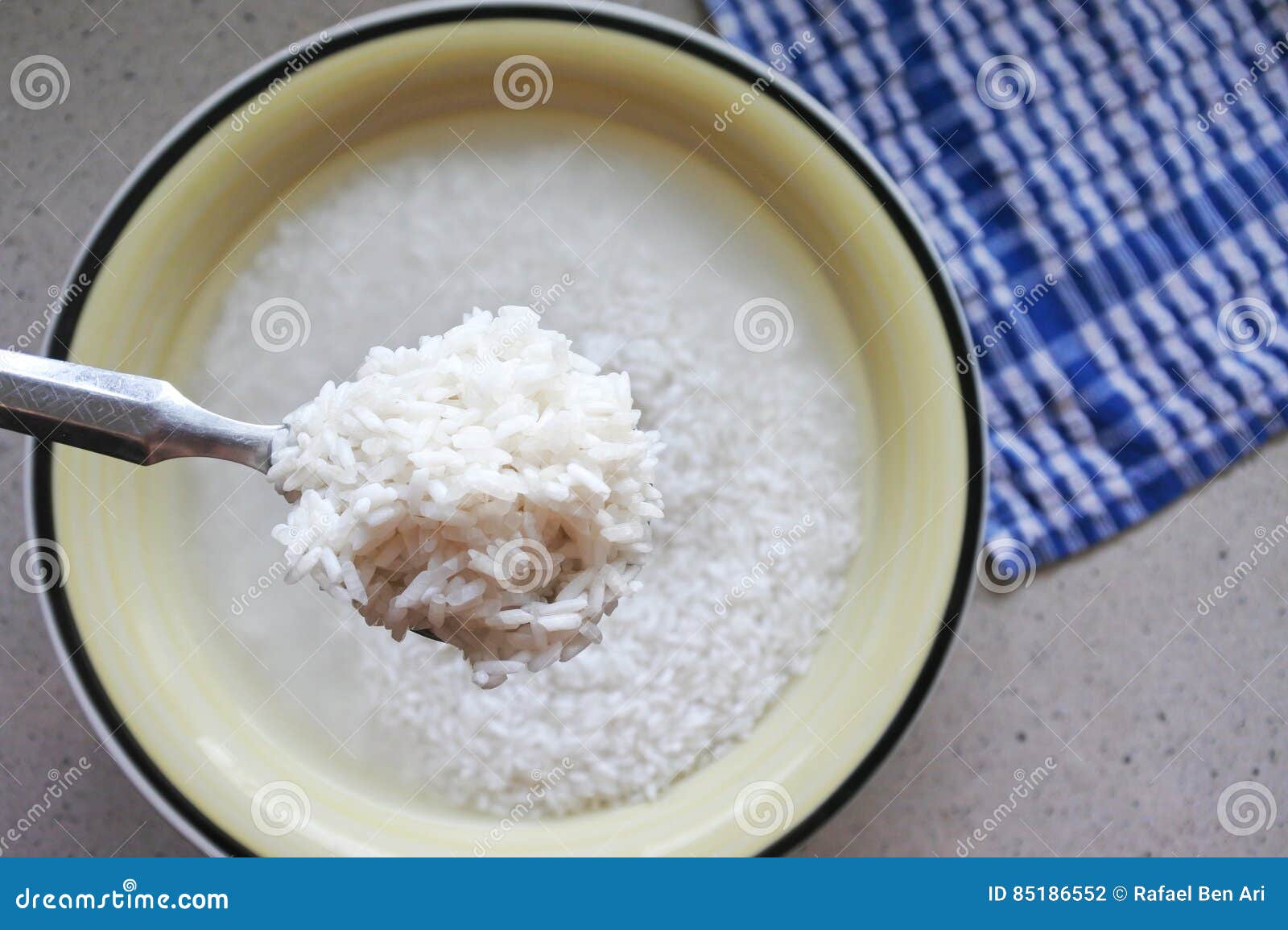 Flat Lay View of Spoon Full of White Rice Stock Photo - Image of detail ...