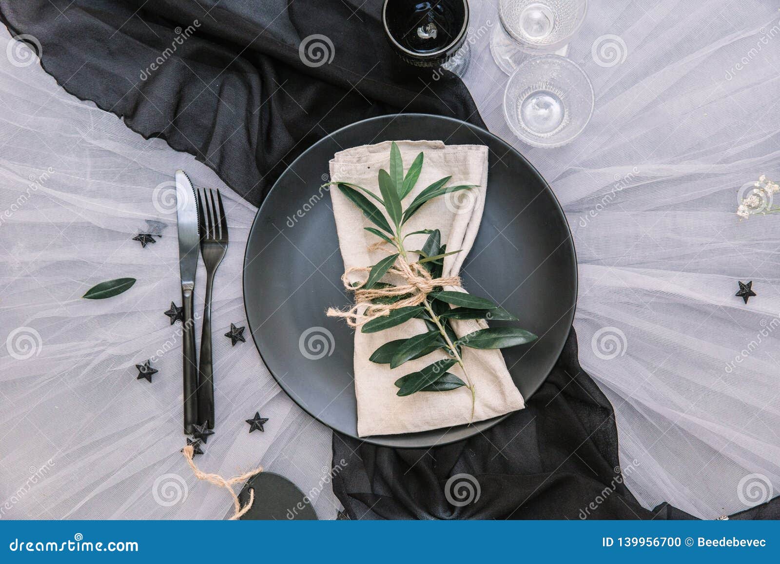 Flat Lay Wedding Table Settings Stock Photo - Image of event, cater ...