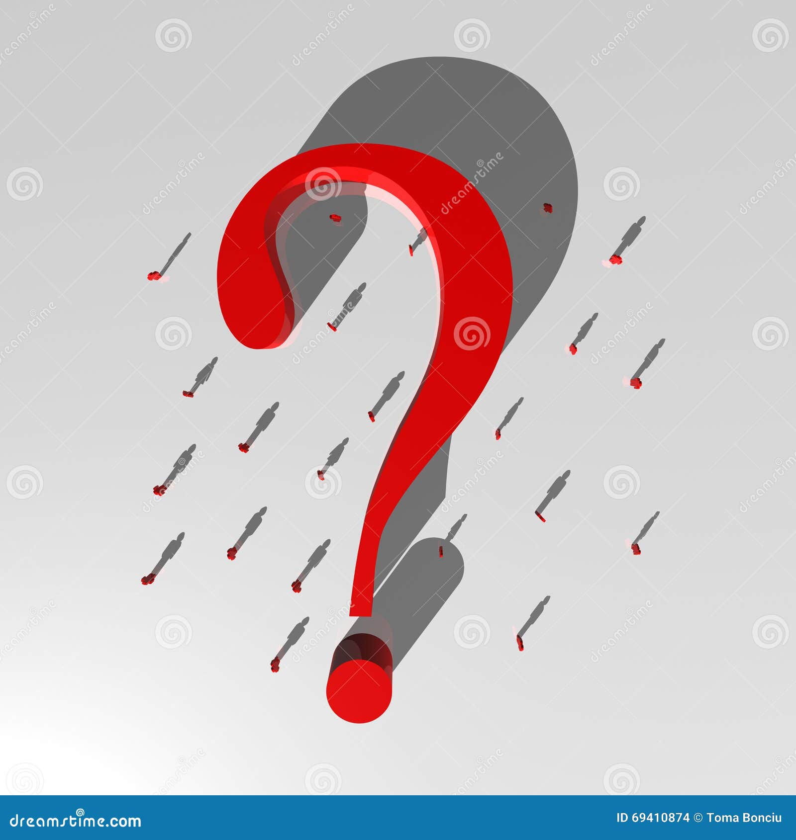 Flat Layout with 3d Human Figures and Question Mark Stock Illustration ...