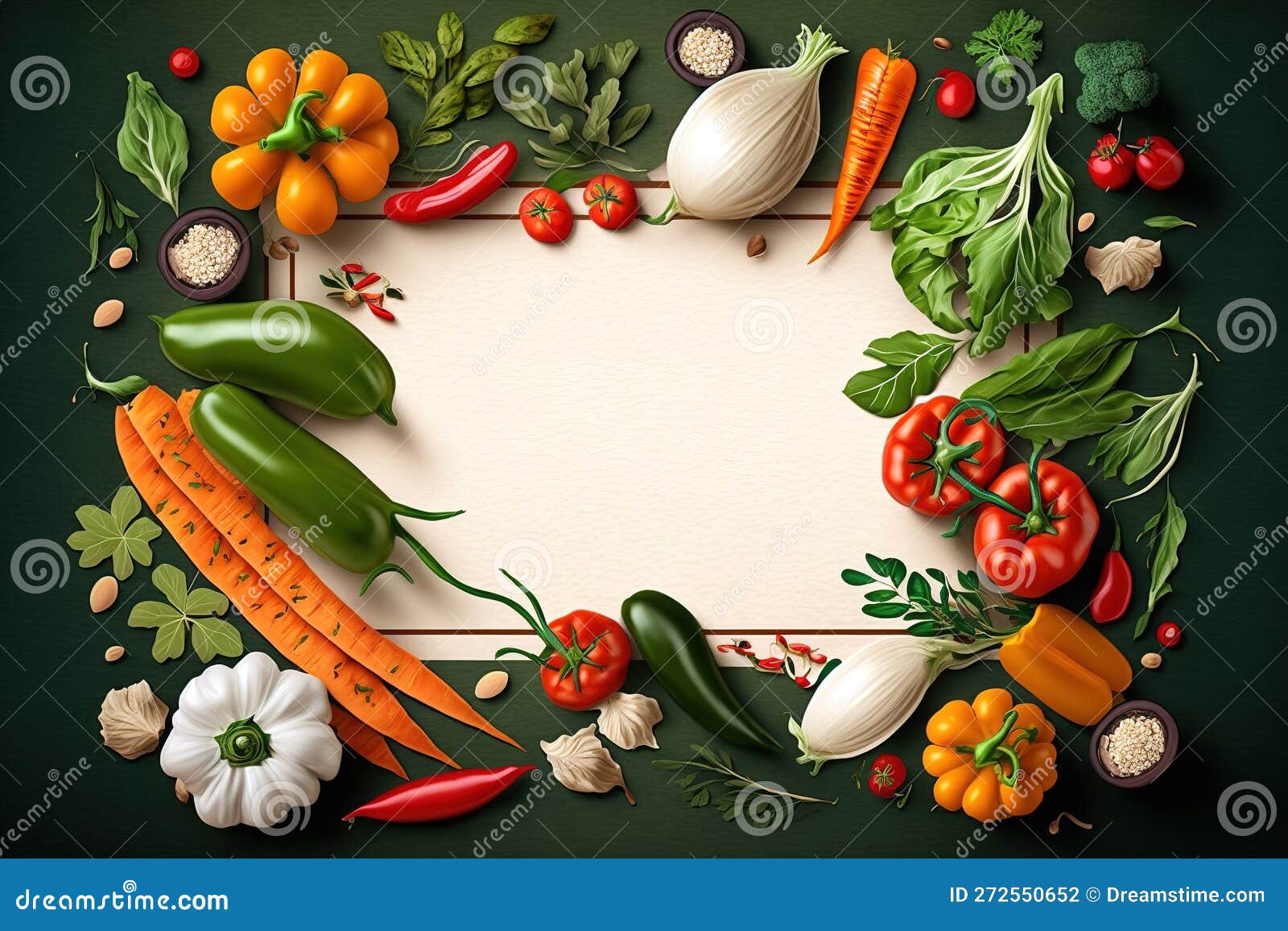 Flat Layout Illustration of Vegetables Frame Over White Canvas for Copy ...
