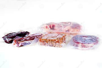 Flat Layout of Plastic Wrapped Beef Varieties Stock Image - Image of ...