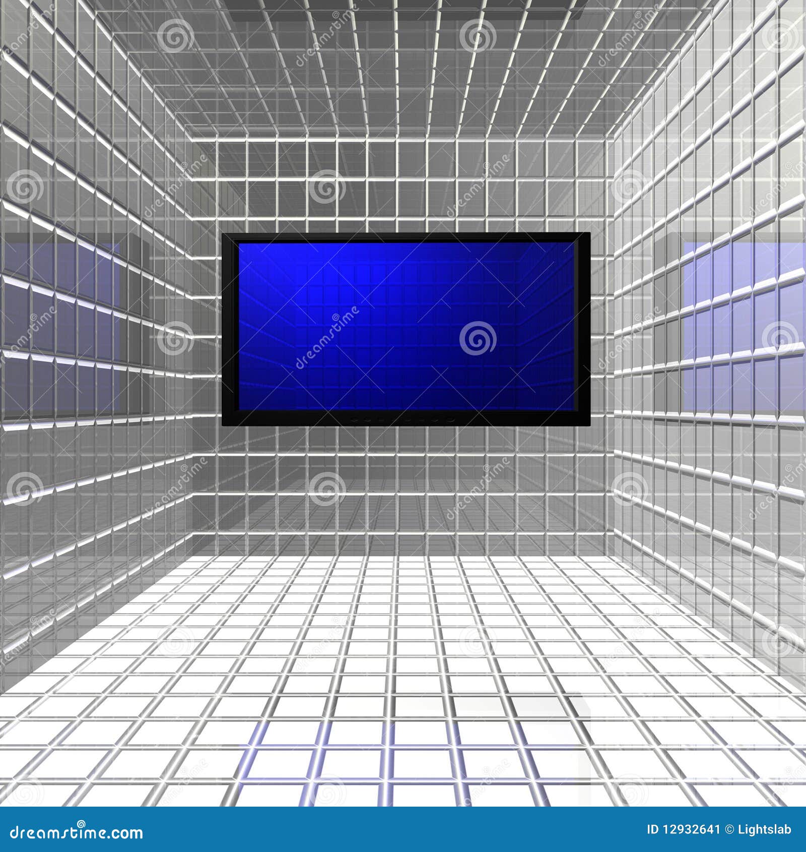 Flat Lcd Monitor with Blue Screen Stock Illustration - Illustration of ...