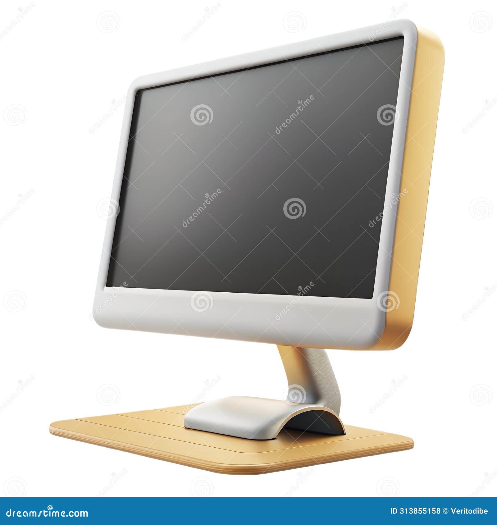 Modern Computer Flat Screen in Gold and Grey. Flat Screen. 3d Rendered ...