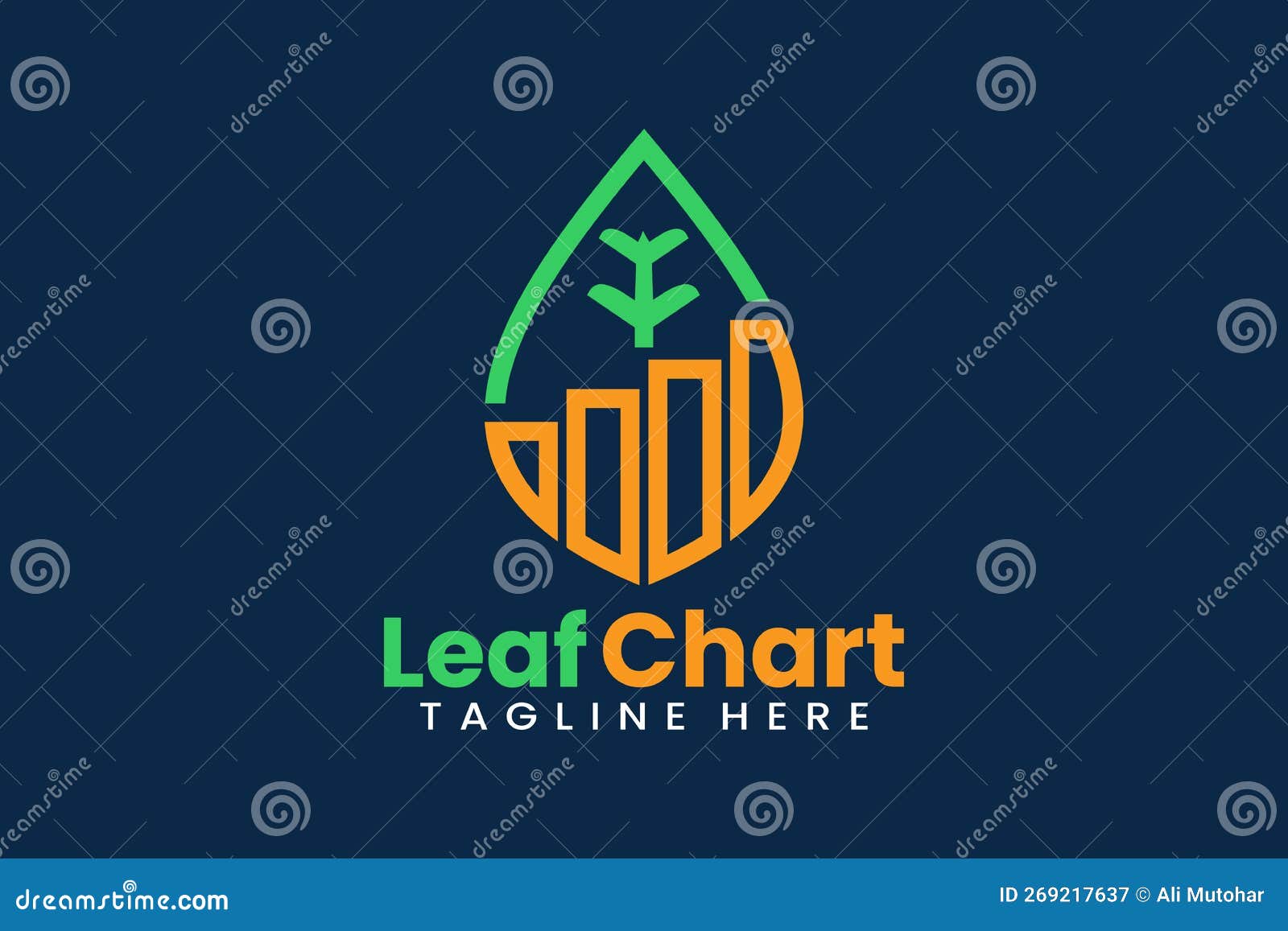 Flat Leaf Chart Logo Template Vector Illustration Stock Vector ...