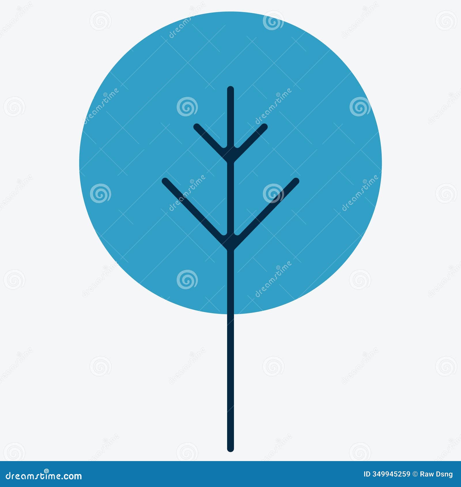 Flat Leaf Design Round Shape and Simple Stem Color Simple Blue. Stock ...