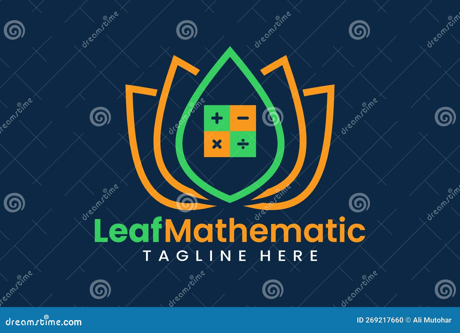 Flat Leaf Mathematics Logo Template Vector Design Stock Vector ...
