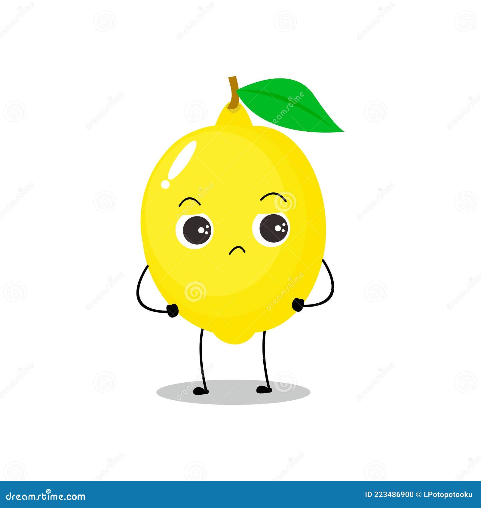 A Flat Lemon Character with Cute Angry Expression Stock Vector ...