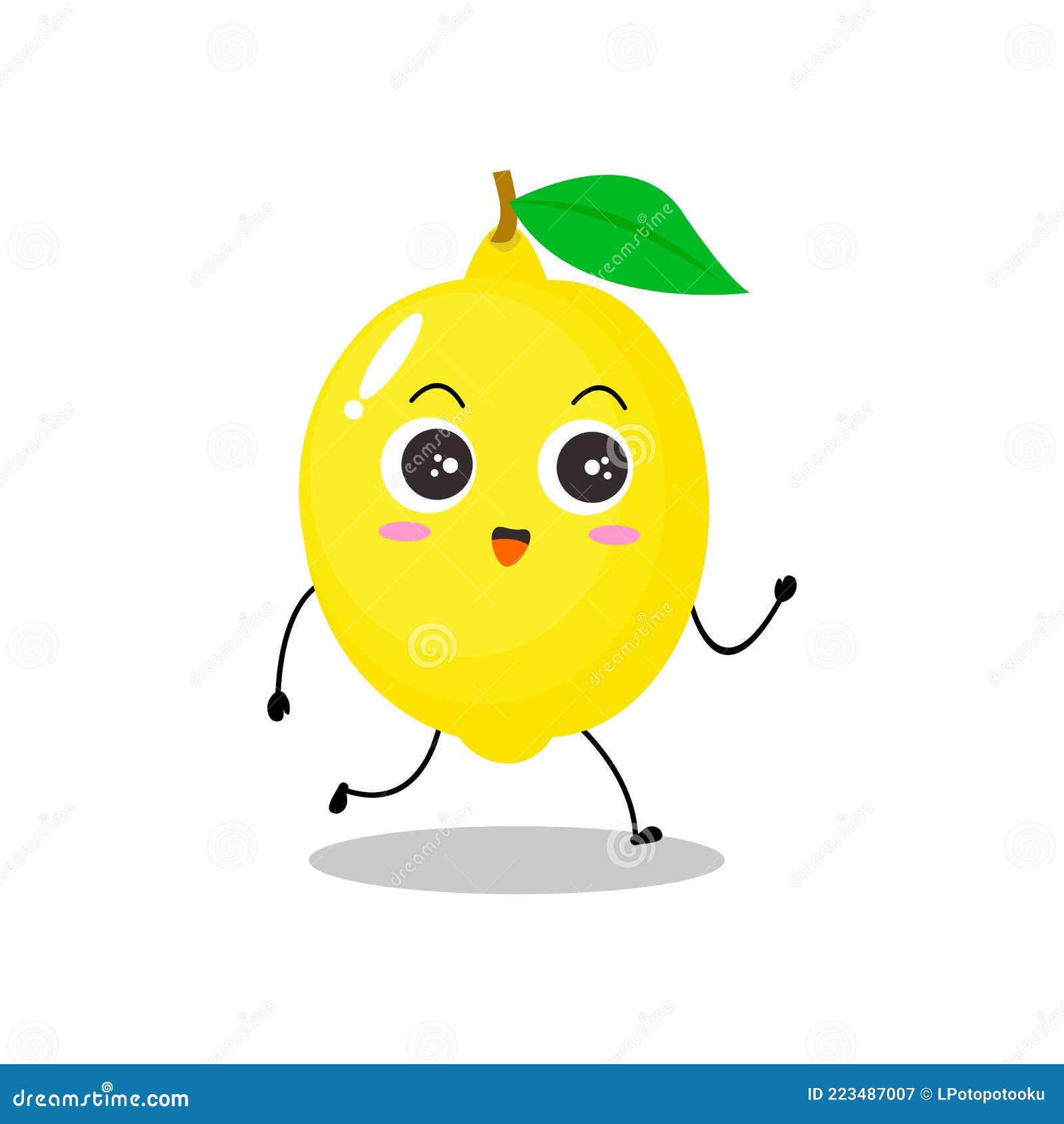 A Flat Lemon Character with Cute Walking Expression Stock Vector ...