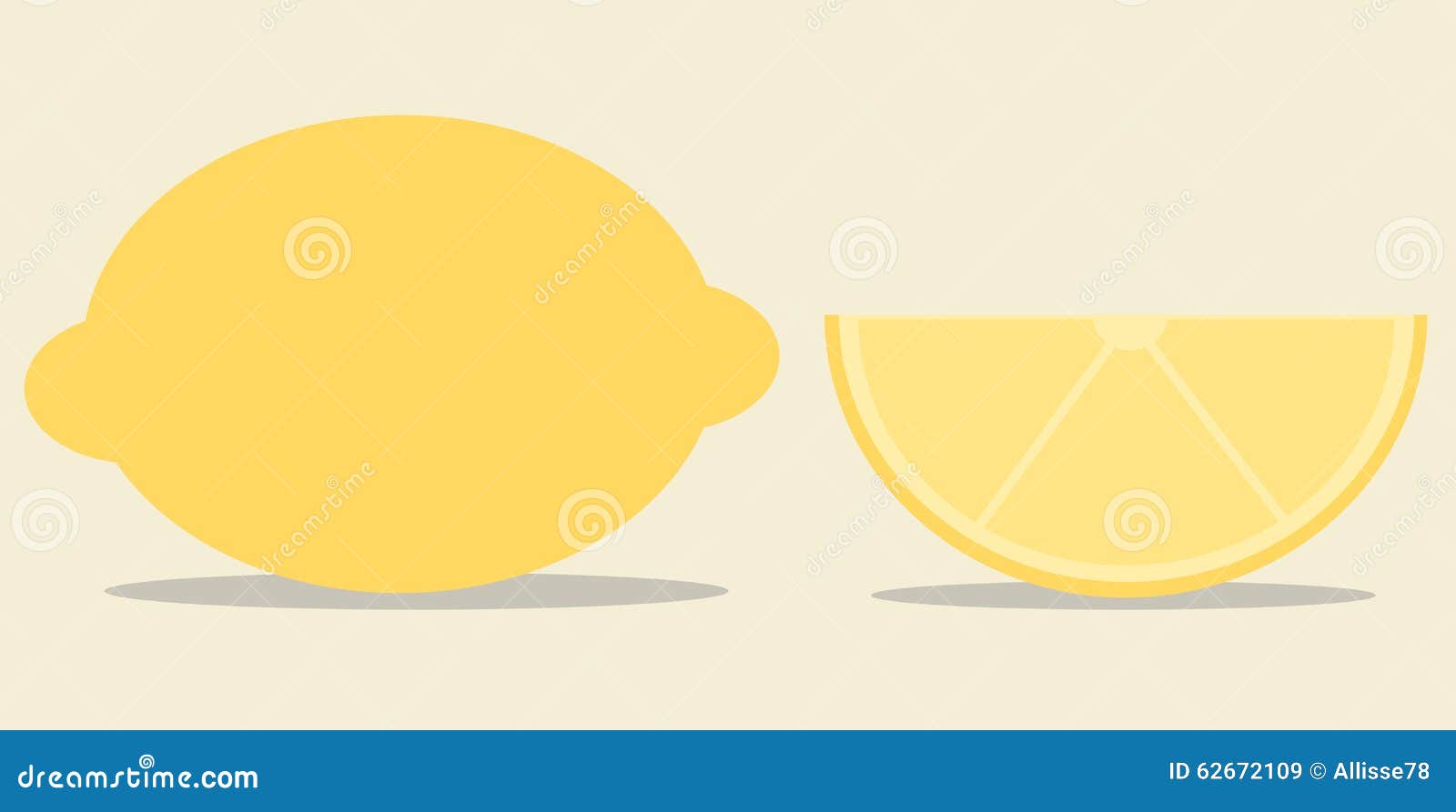 Flat Lemon with Slice Fruit Illustration Stock Vector - Illustration of ...
