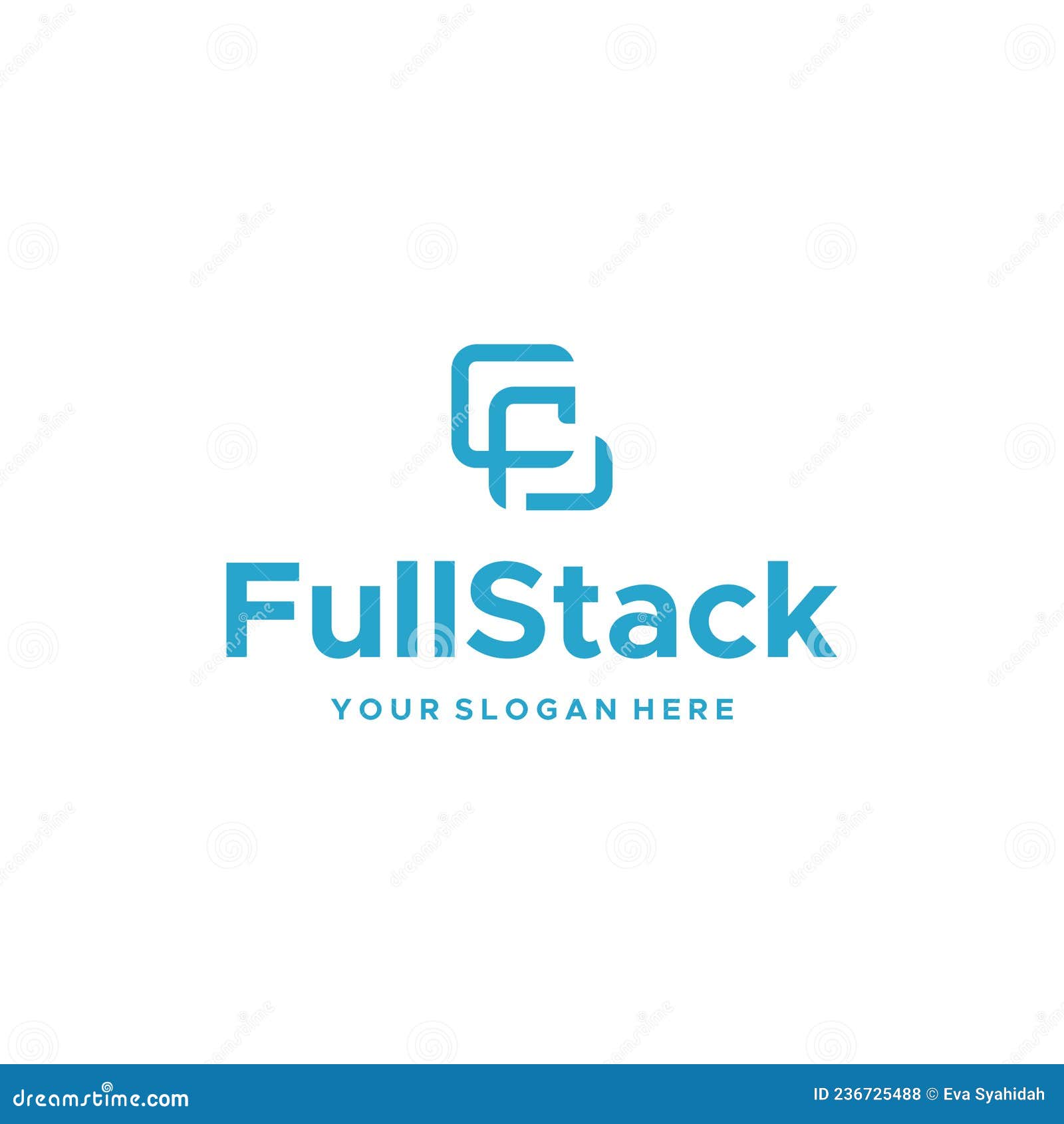 Flat Letter Mark FULLSTACK Word Blue Logo Design Stock Vector ...