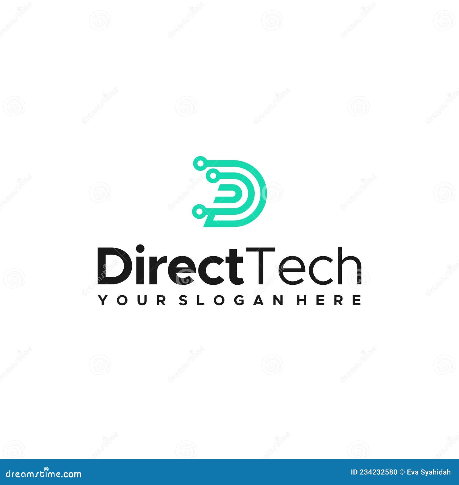 Flat Letter Mark Initial D Direct Tech Logo Design Stock Vector ...
