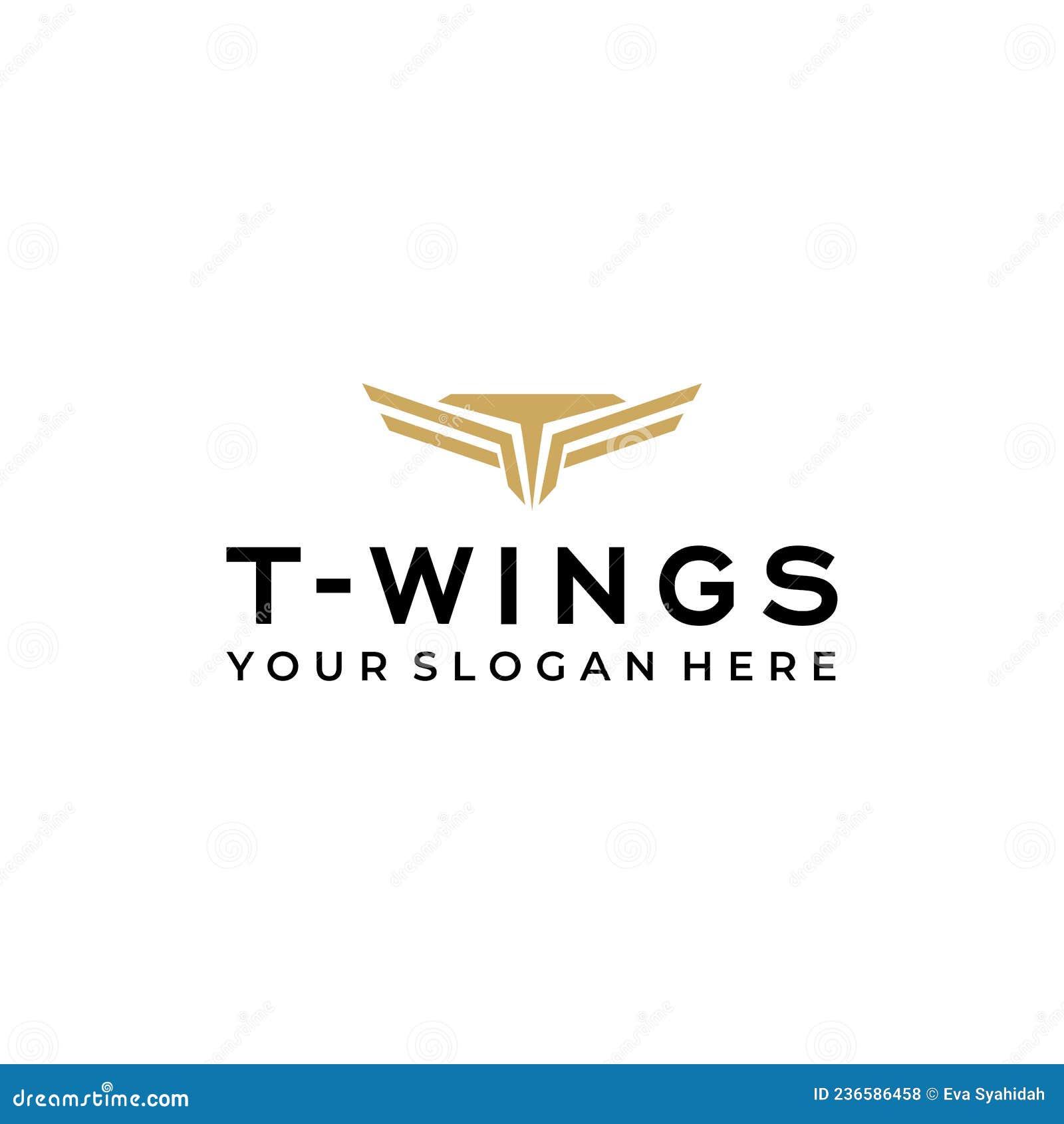 Flat Letter Mark Initial T -WINGS Logo Design Stock Vector ...
