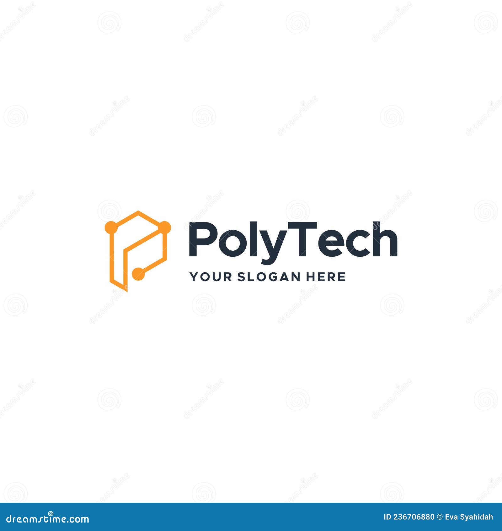 Flat Letter Mark POLYTECH Triple Round Logo Design Stock Vector ...