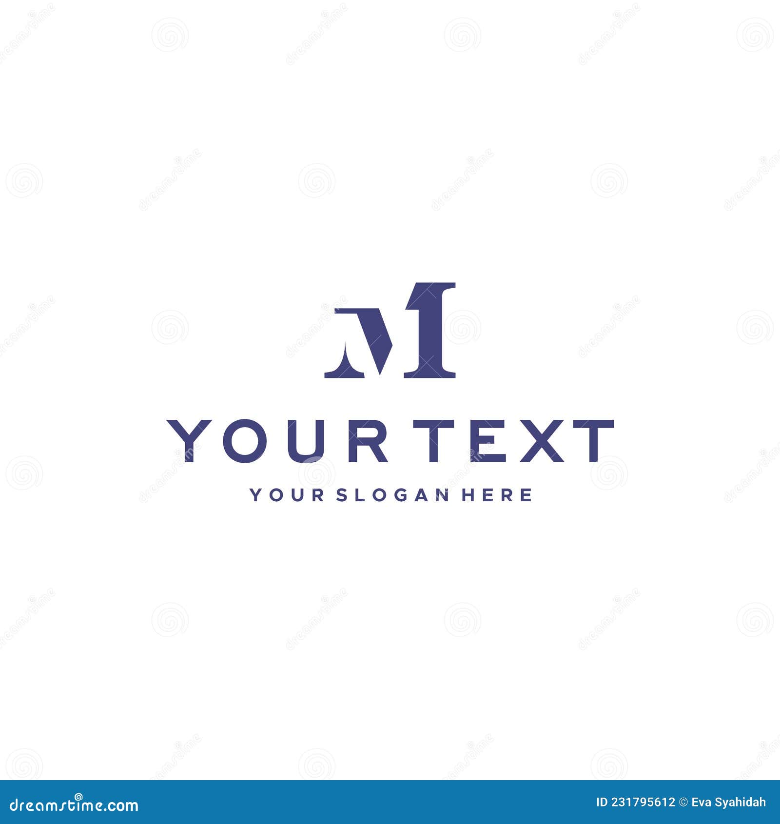 Flat Lettermark Initial M1 Alphabet Logo Design Stock Vector ...
