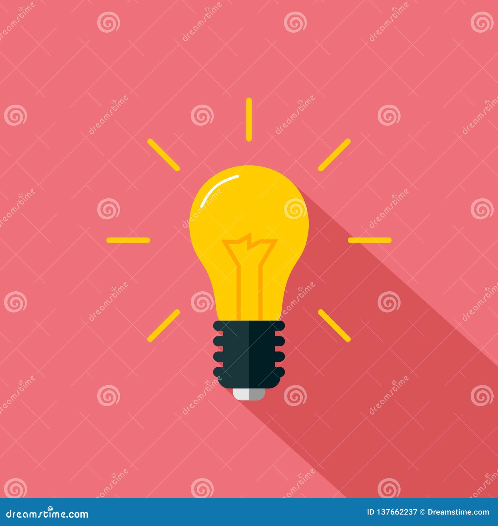 Flat Light bulb Icon on stock vector. Illustration of bright - 137662237