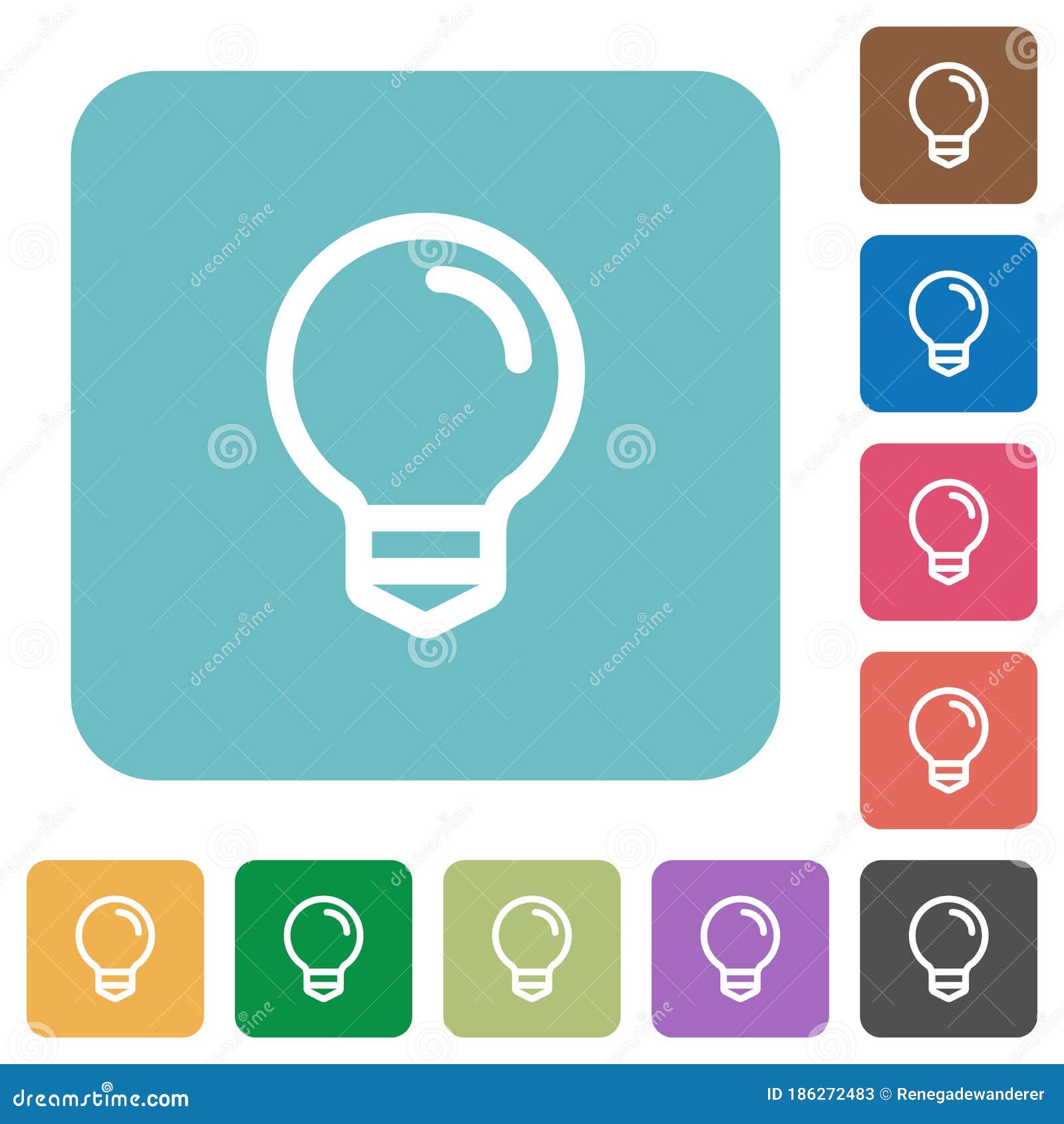 Flat light bulb icons stock vector. Illustration of curved - 186272483