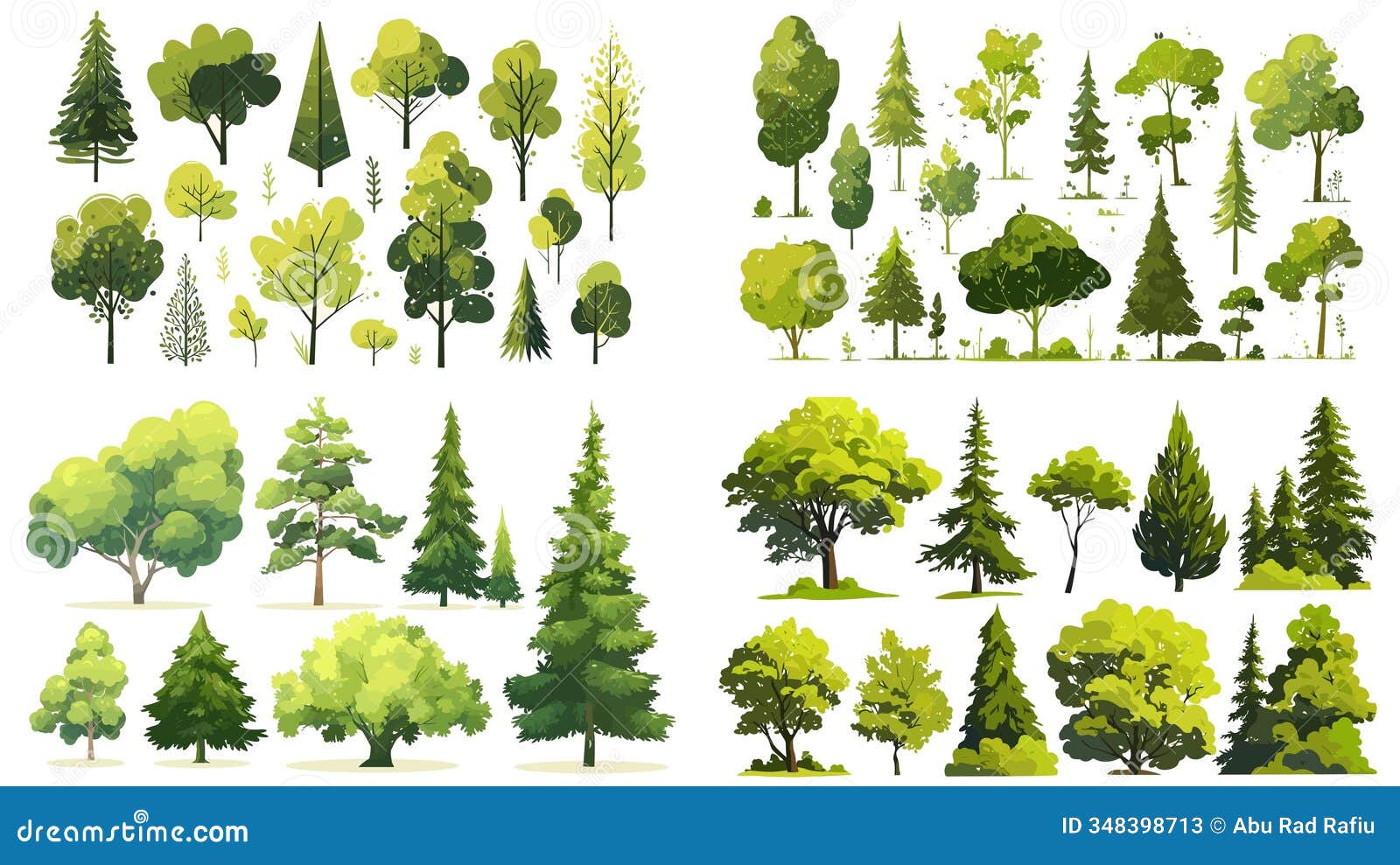 Flat Light Green Tree Illustration for Nature Projects Stock ...