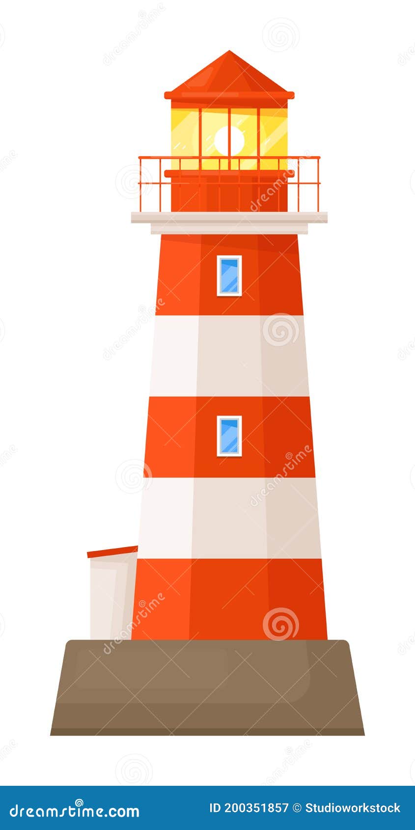 Flat Lighthouse Isolated on White Background Stock Vector ...