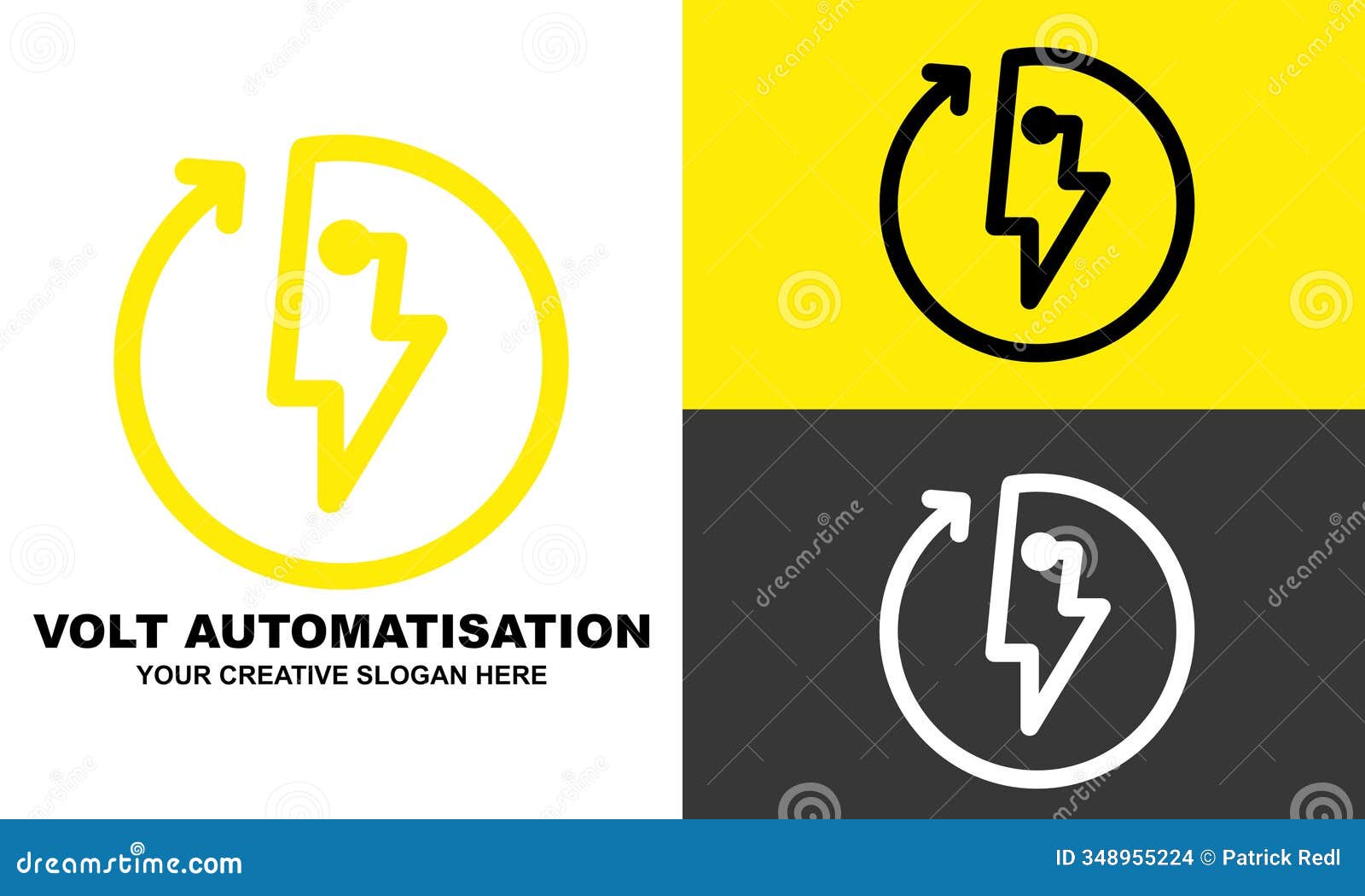 Flat Lightning Bolt Logo Template Design in Different Types Stock ...