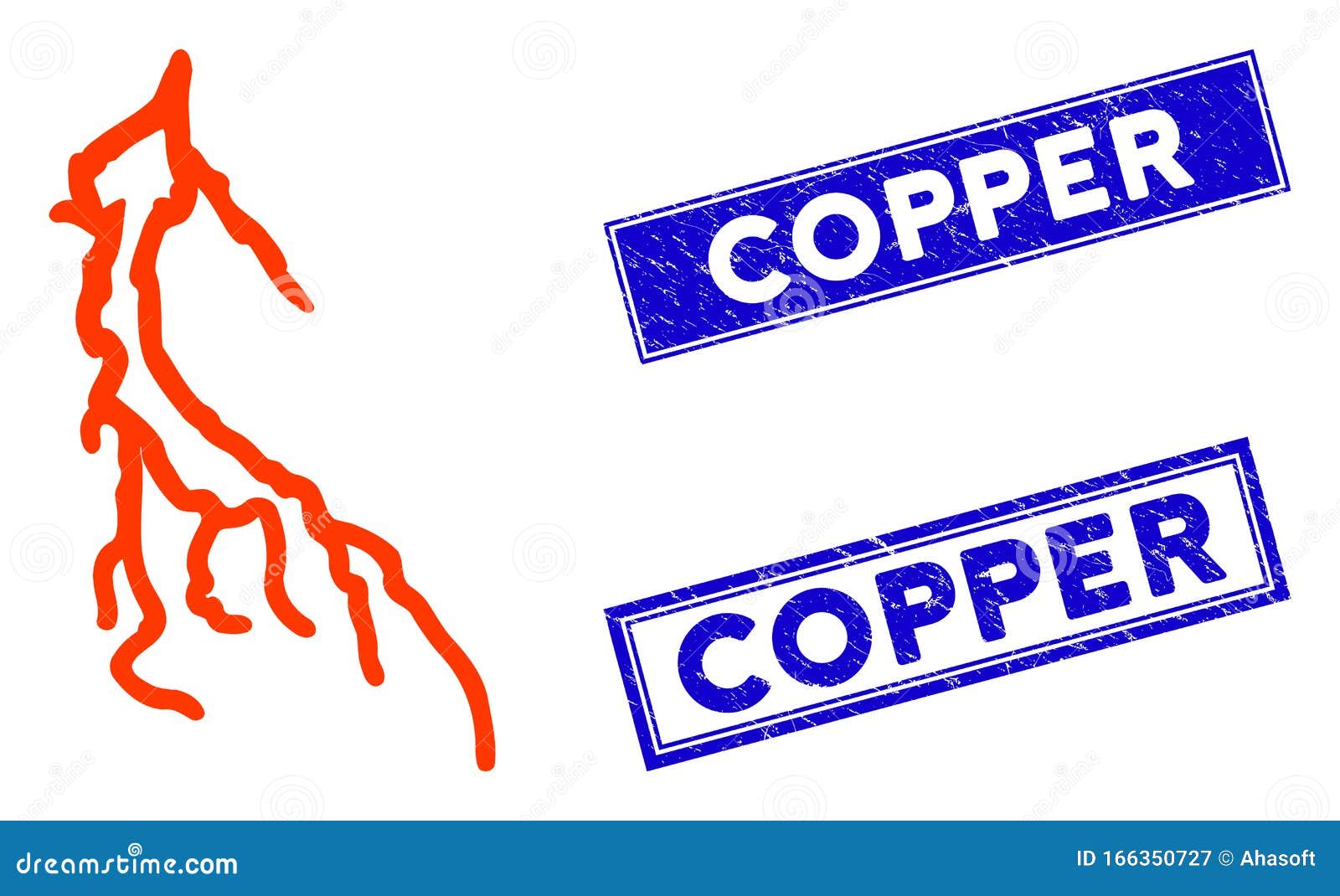 Flat Lightning Icon and Grunge Rectangle Copper Watermarks Stock Vector ...