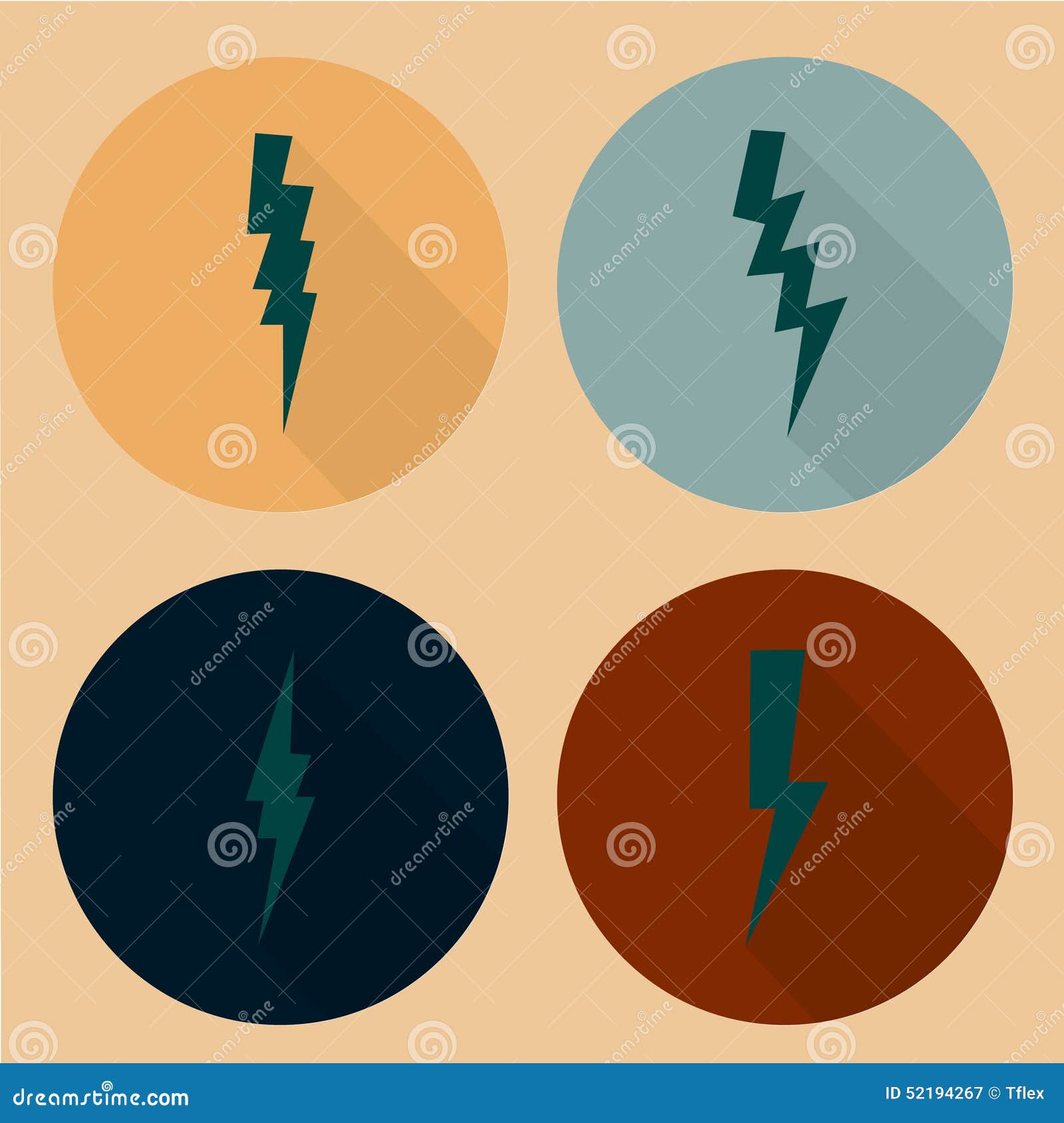 Flat lightning symbols set stock illustration. Illustration of voltage ...