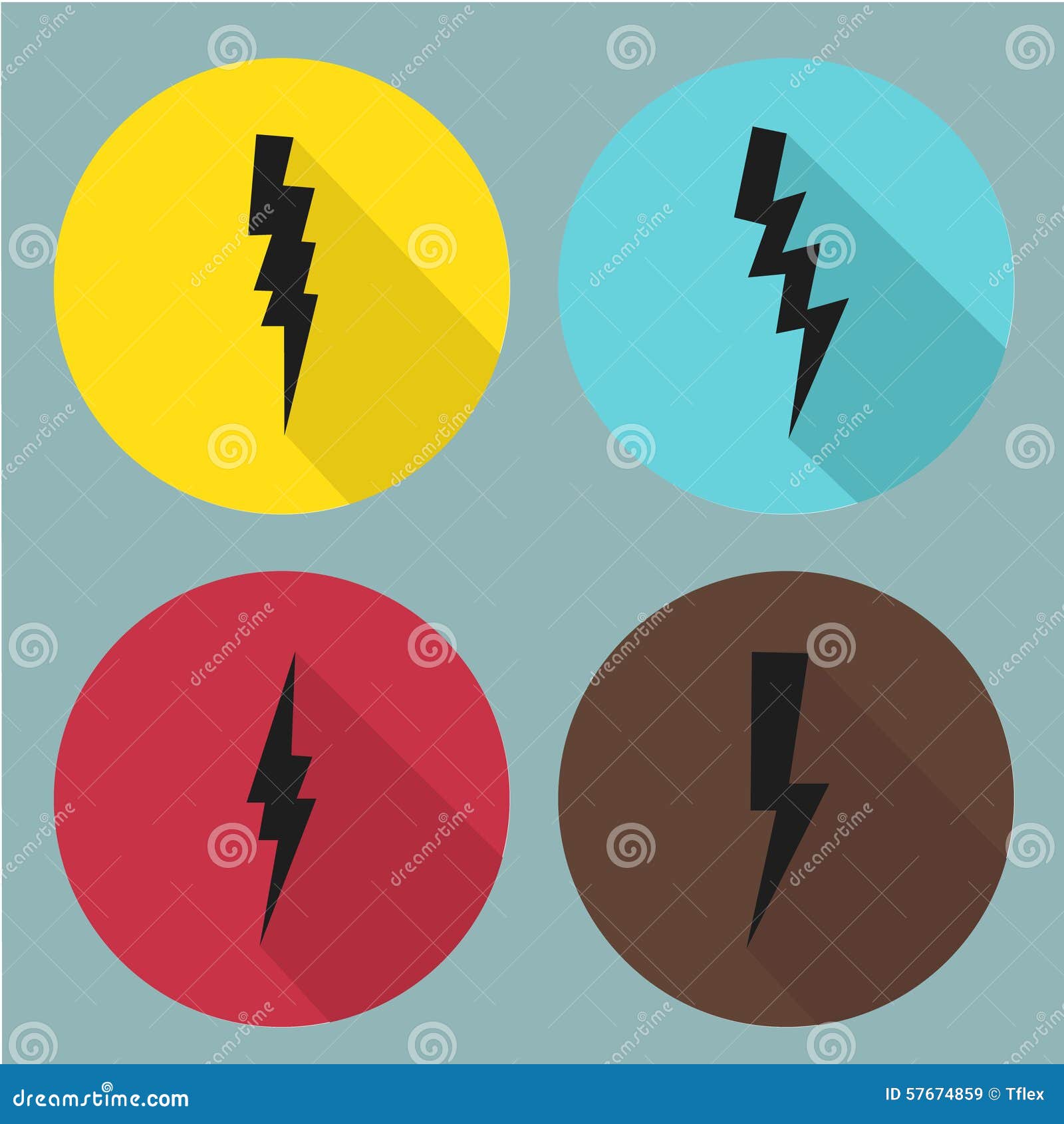 Flat Lightning Symbols Set. Vector Stock Vector - Illustration of ...