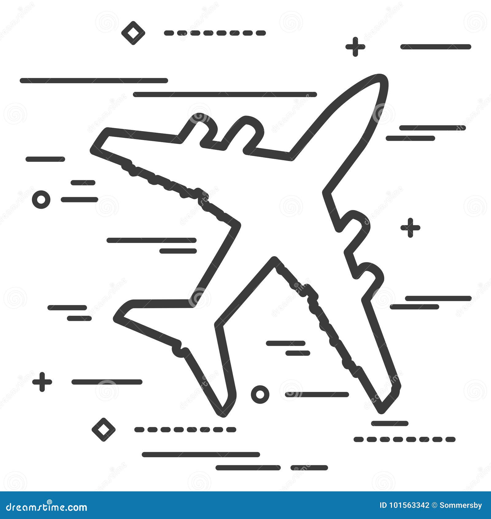Flat Line Art Design Graphic Image Concept of Airplane Icon a White ...