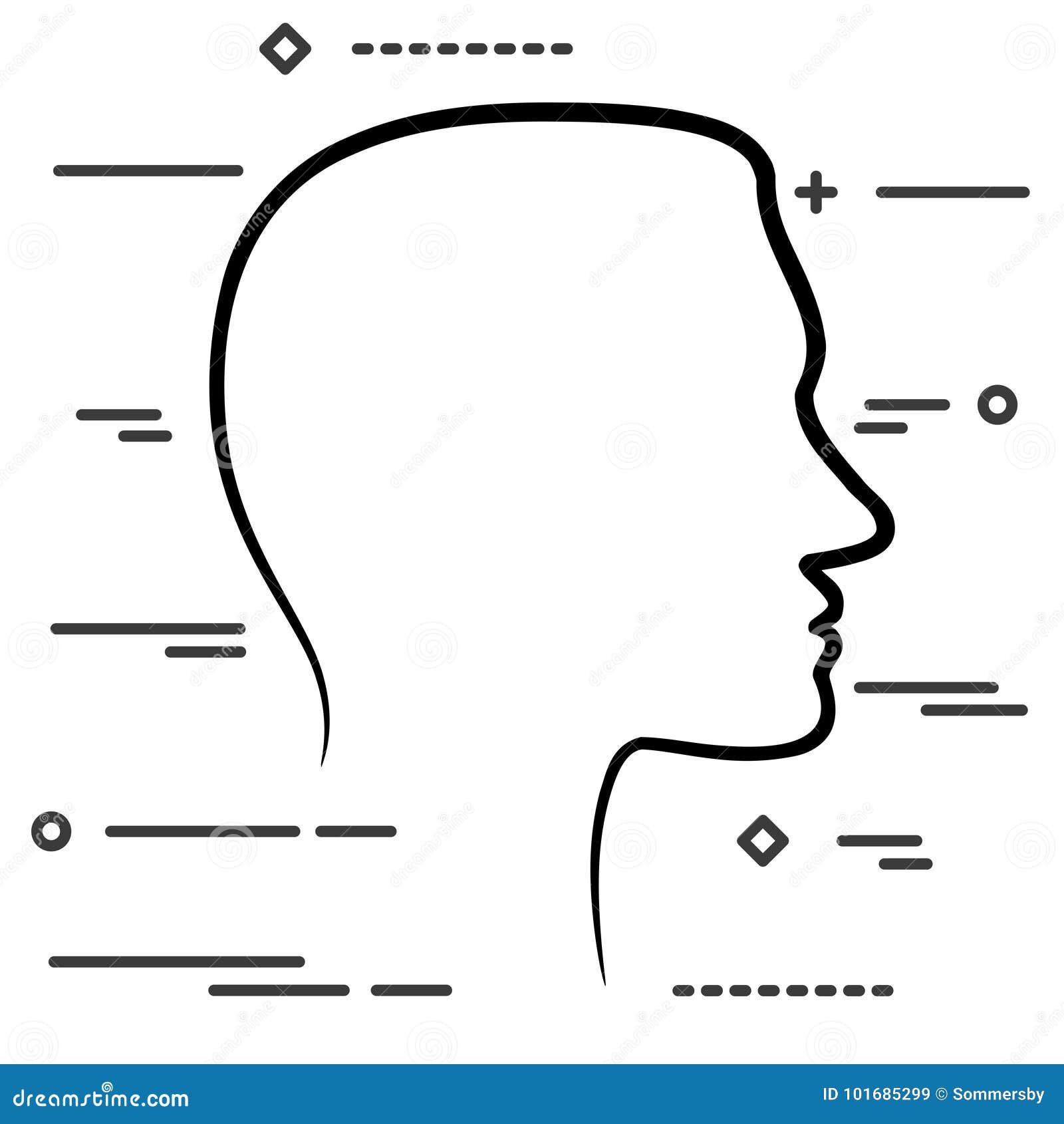 Flat Line Art Design Graphic Image Concept of a Face Profile Ico Stock ...