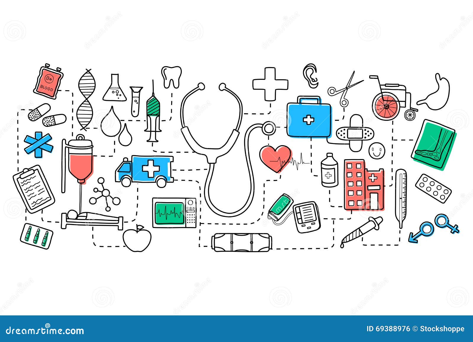 Flat Line Art Design of Medical Concept Stock Vector - Illustration of ...