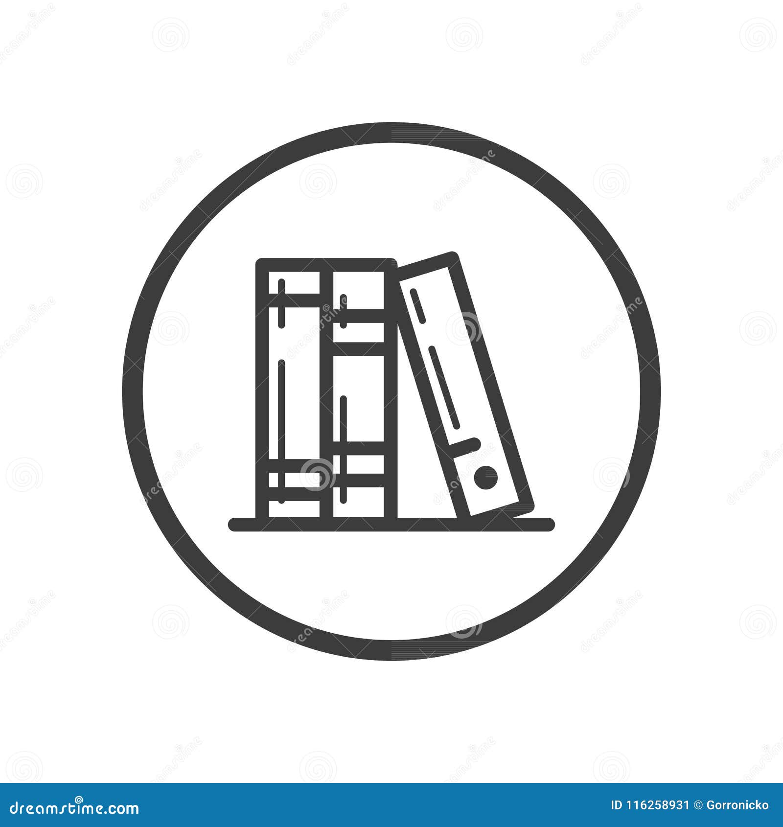 Flat Line Art Icon Library in a Round Frame Stock Vector - Illustration ...