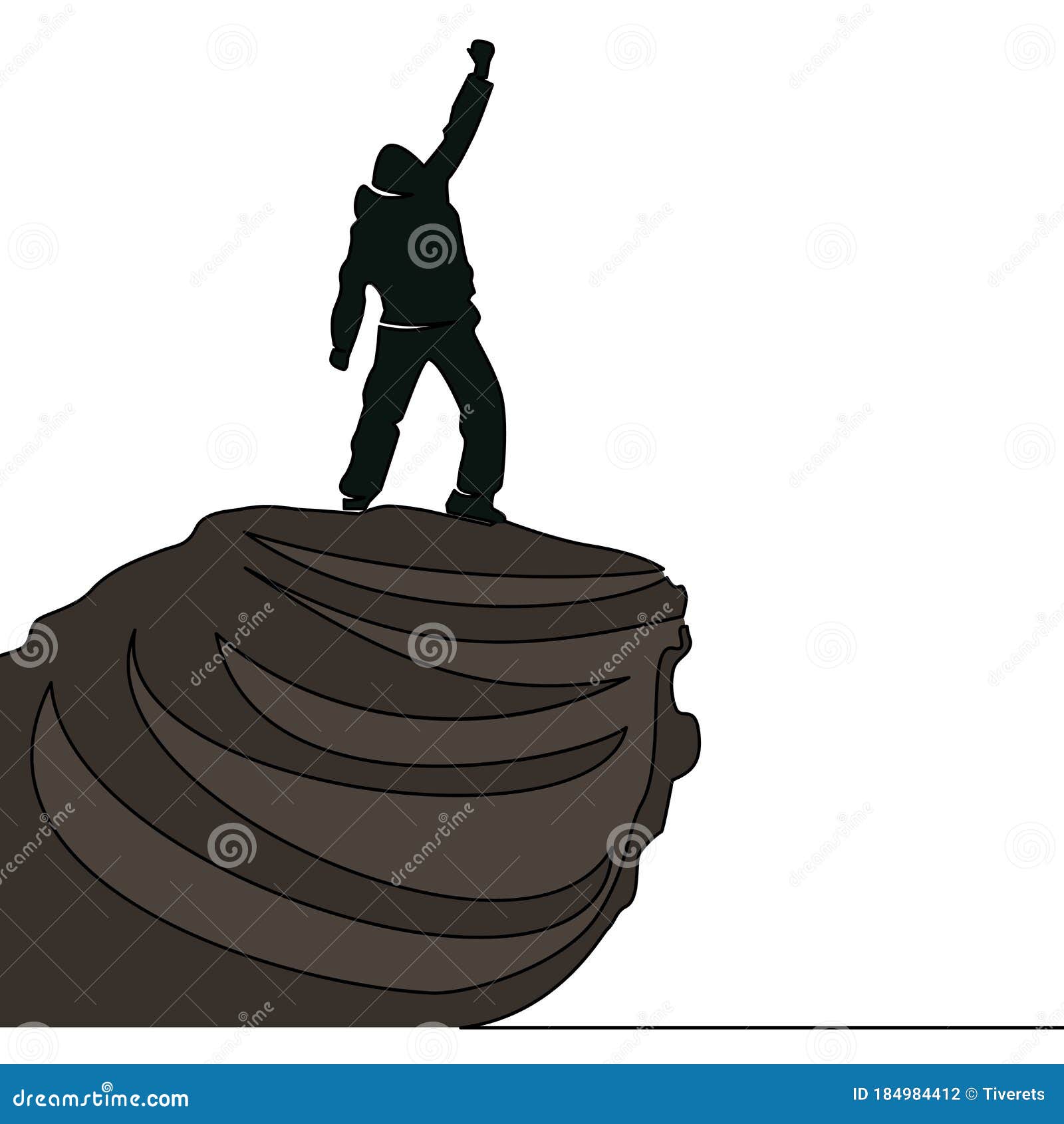 Flat Line Art Man on the Top of Mountain Concept Stock Vector ...