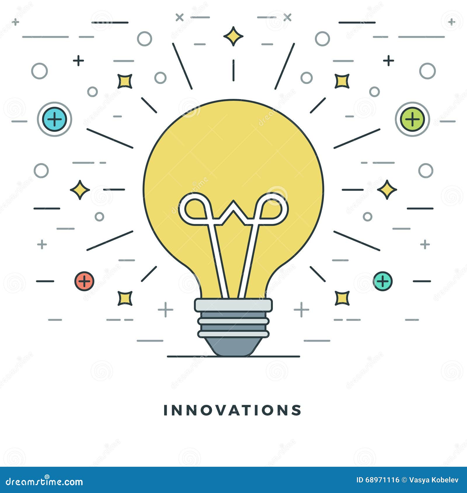 Flat Line Business Concept Innovation Creative Idea. Vector ...