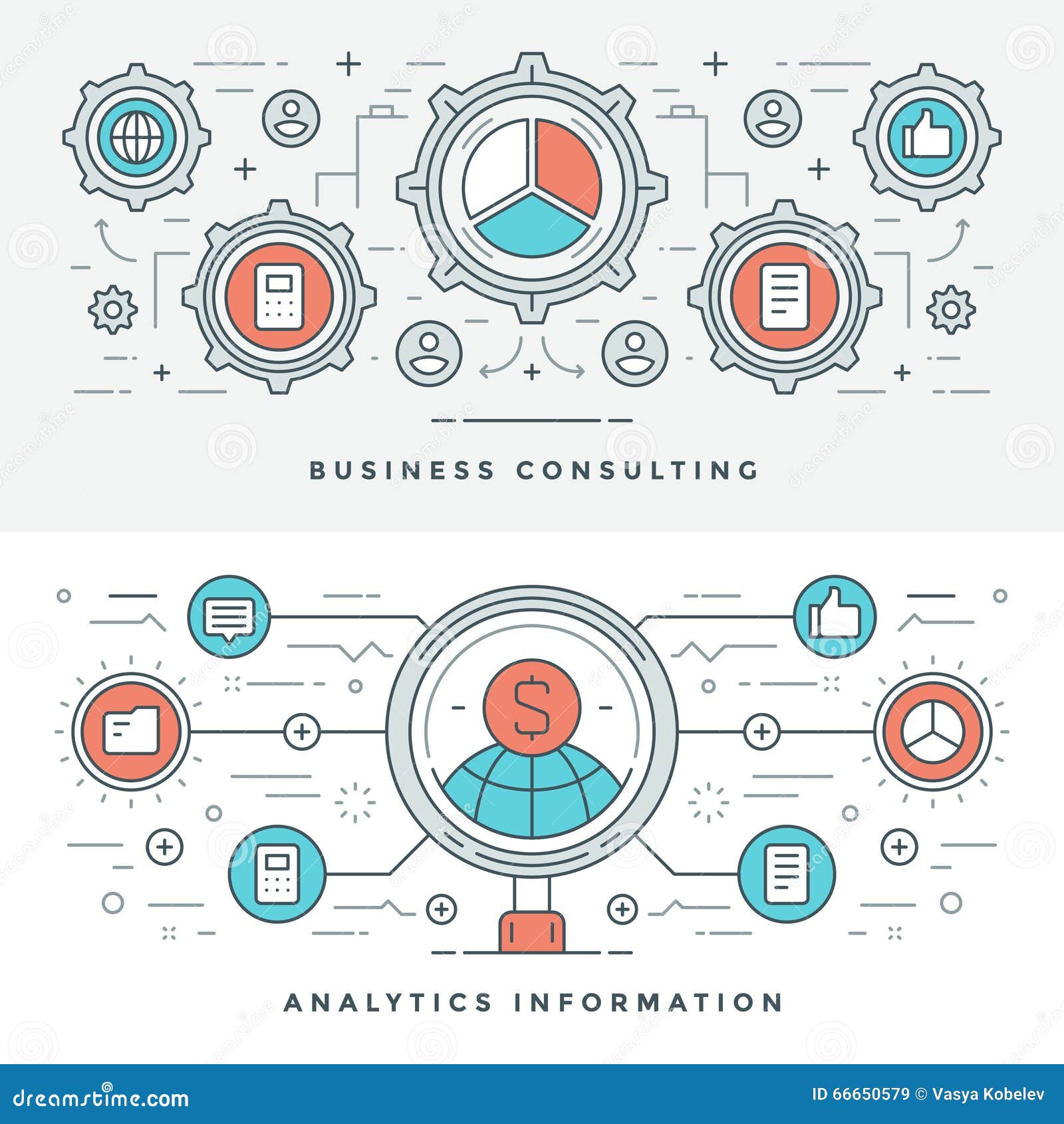 Flat Line Business Consulting and Analytics. Vector Illustration ...