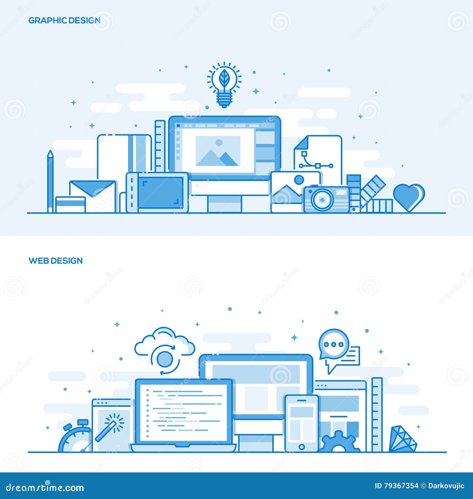 Flat Line Color Concept- Web and Graphic Design Stock Vector ...