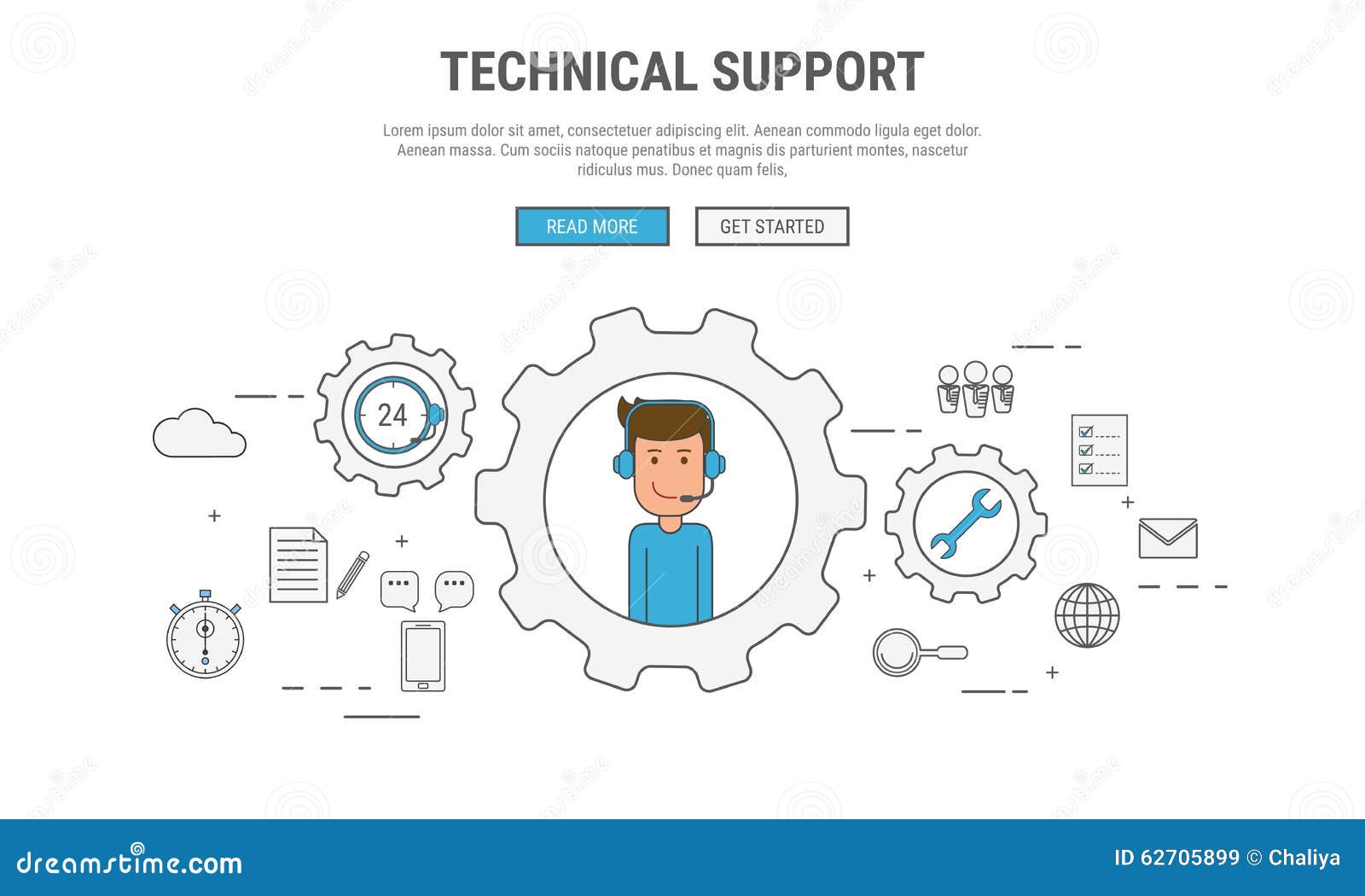 Flat Line Design Concept for Technical Support, Customer Service, Used ...