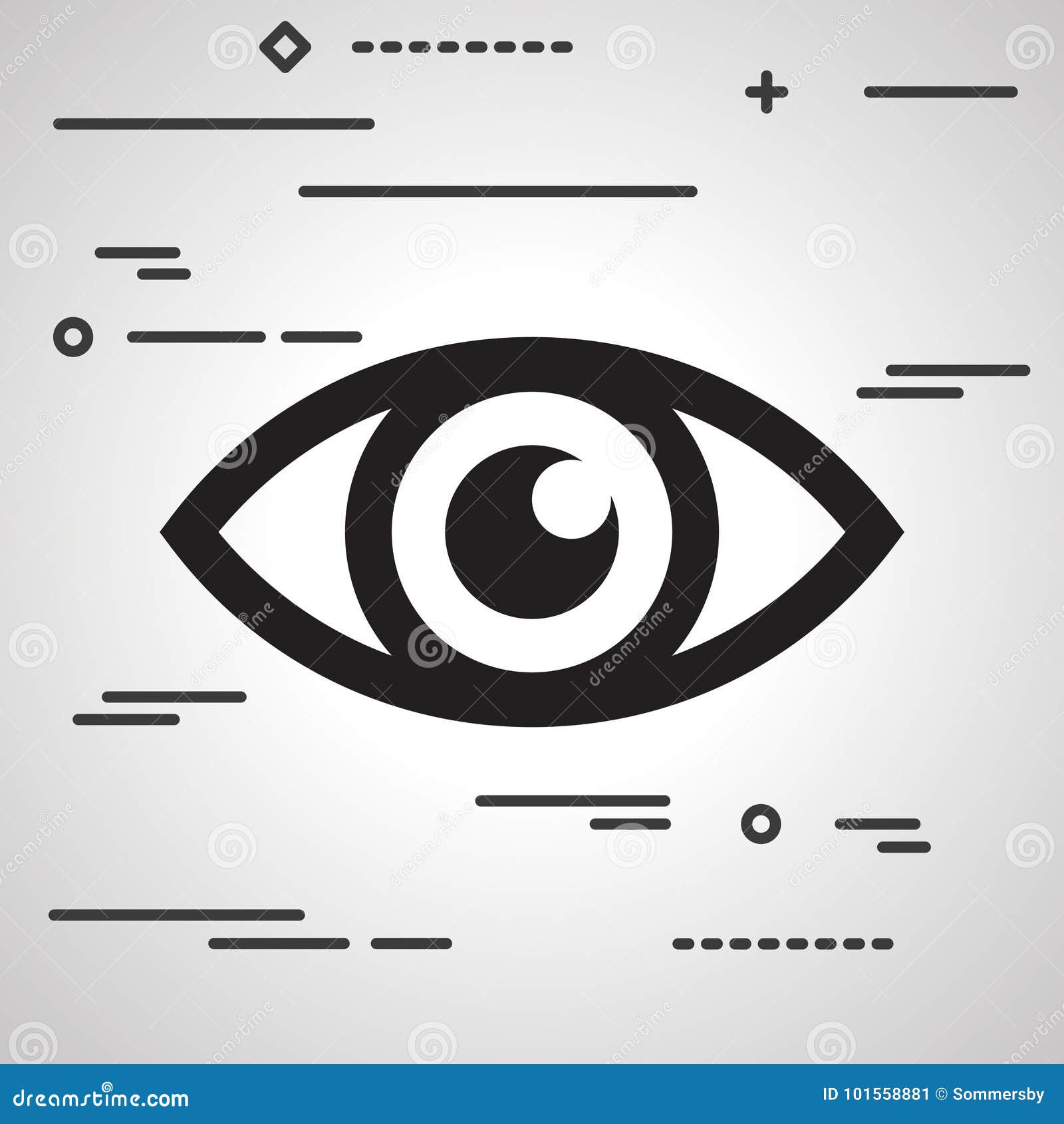 Flat Line Design Graphic Image Concept of Eye Icon on a Grey Background ...