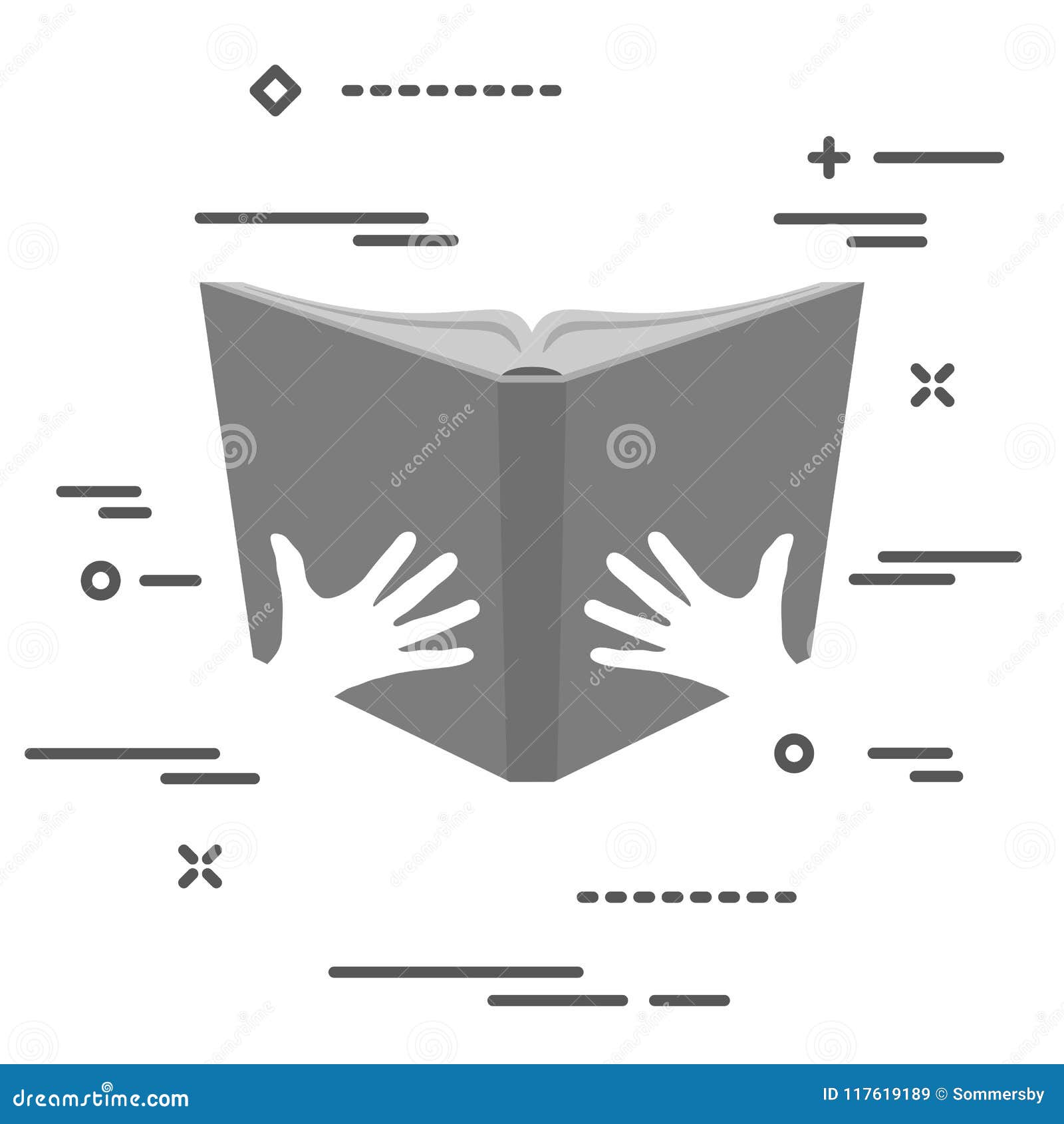 Flat Line Design Graphic Image Concept of Open Book with Hands I Stock ...
