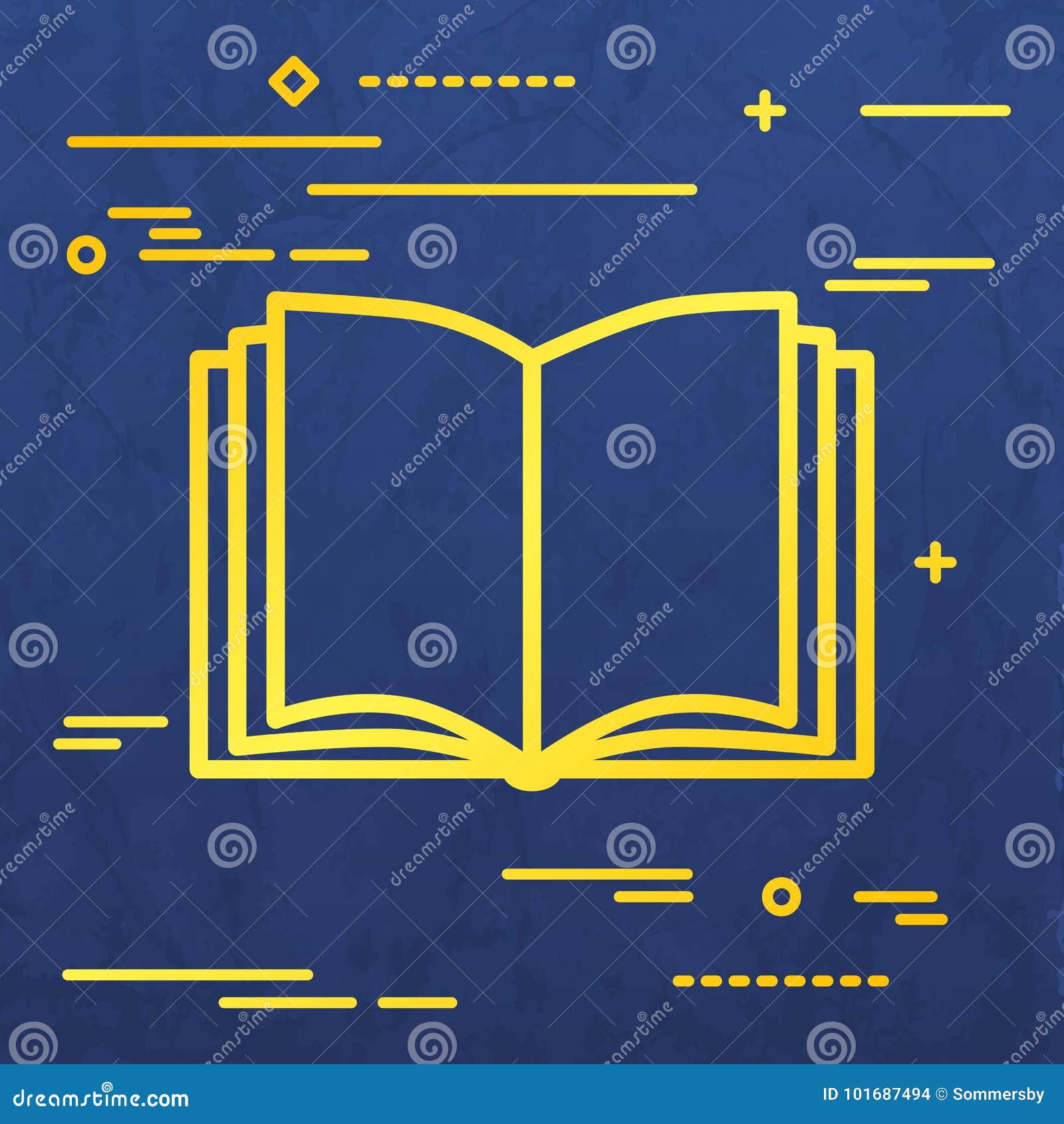 Flat Line Design Graphic Image Concept of Open Book Icon on a Bl Stock ...