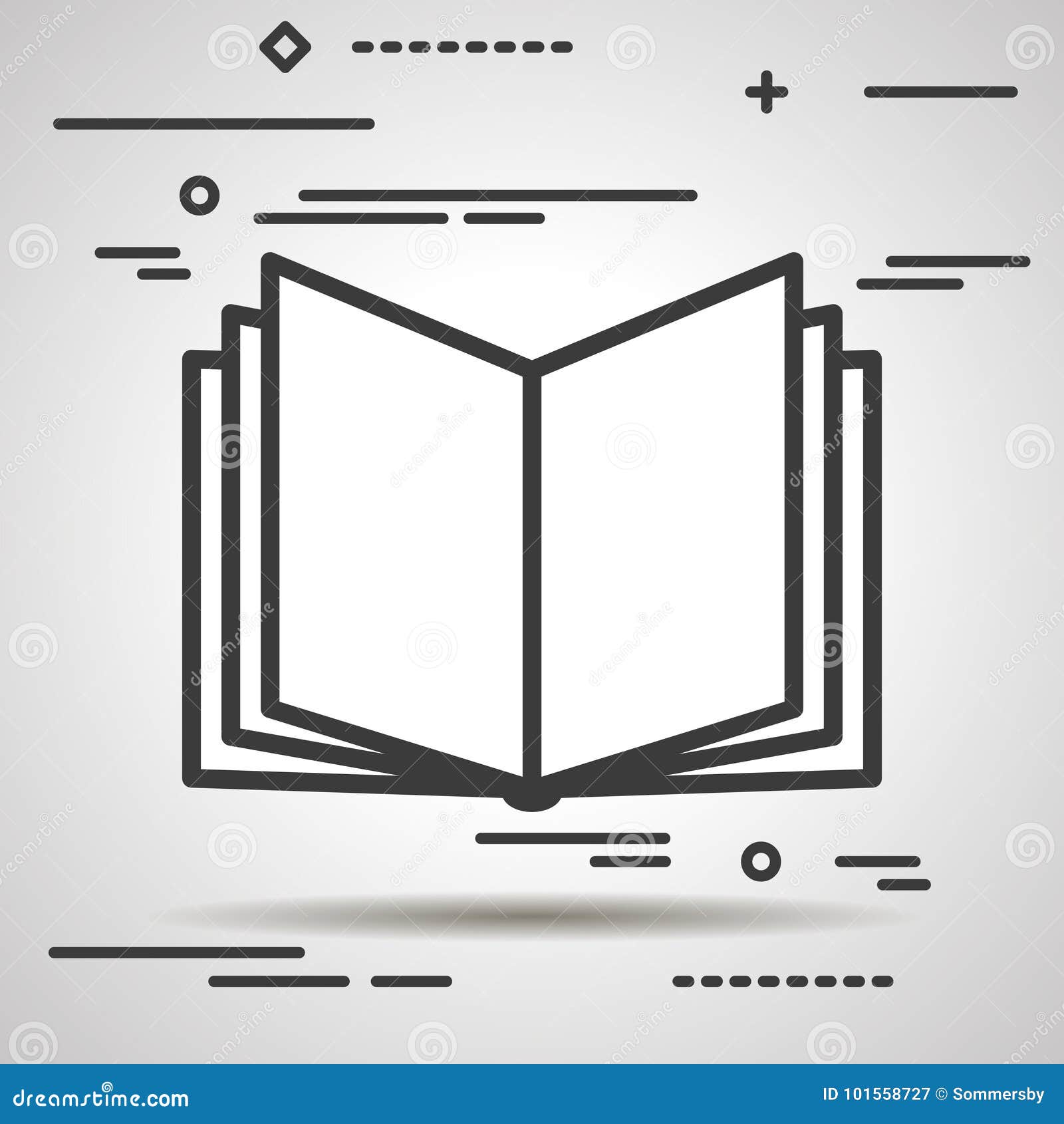 Flat Line Design Graphic Image Concept of Open Book Icon on a Gr Stock ...