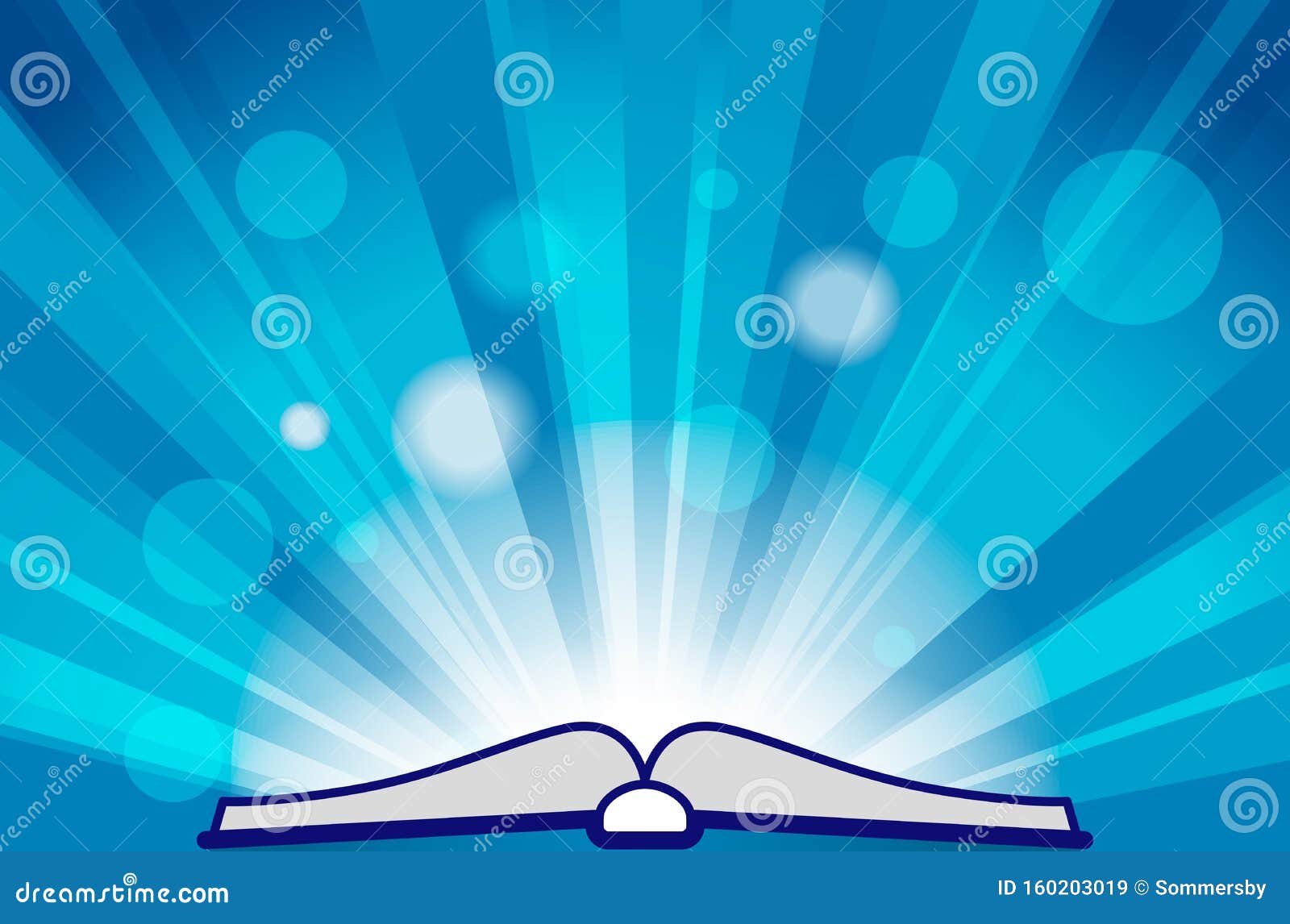 Flat Line Design Graphic Image Concept of Open Book Icon on Sunburst or ...