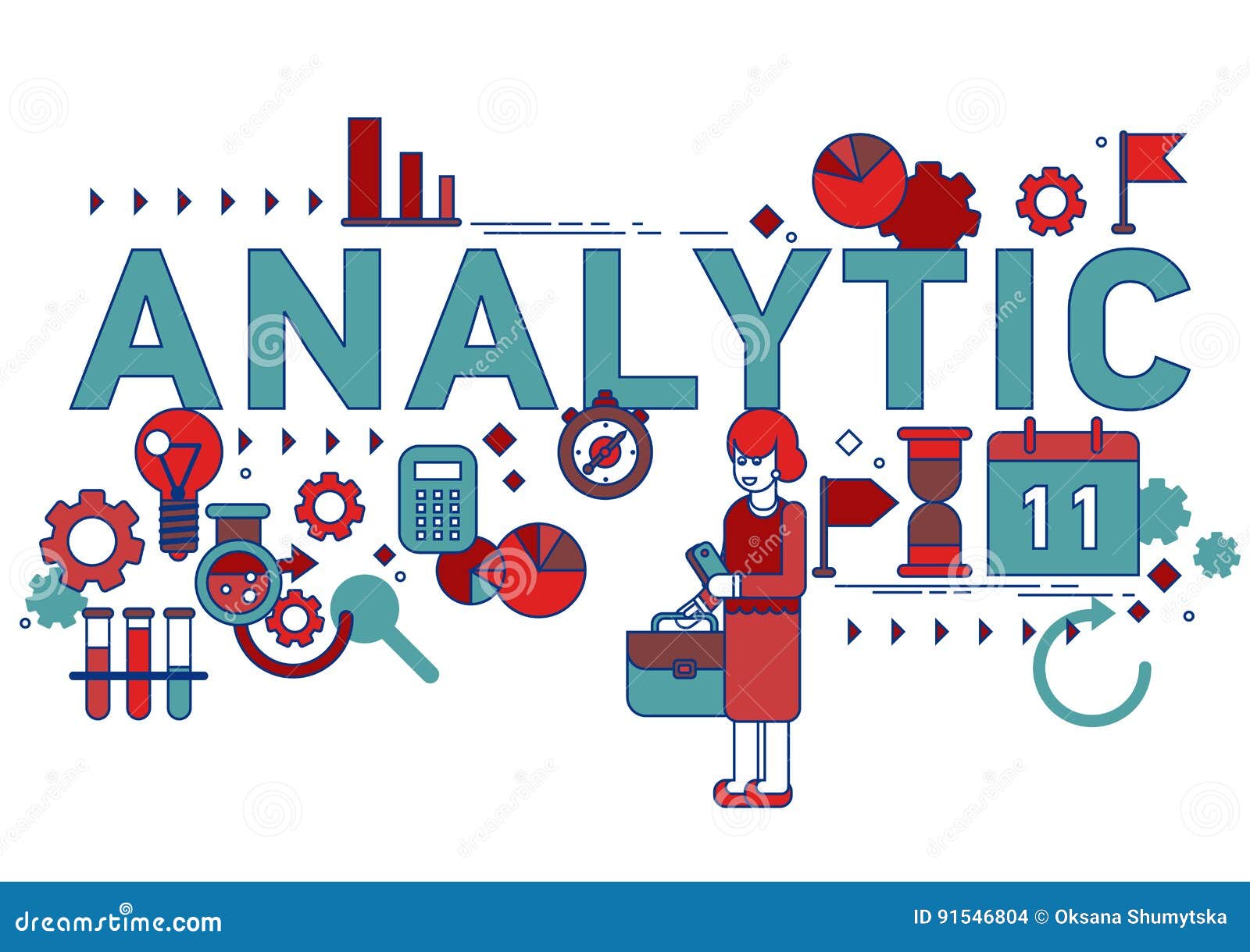 Flat Line Design Vector Illustration Stock Vector - Illustration of ...