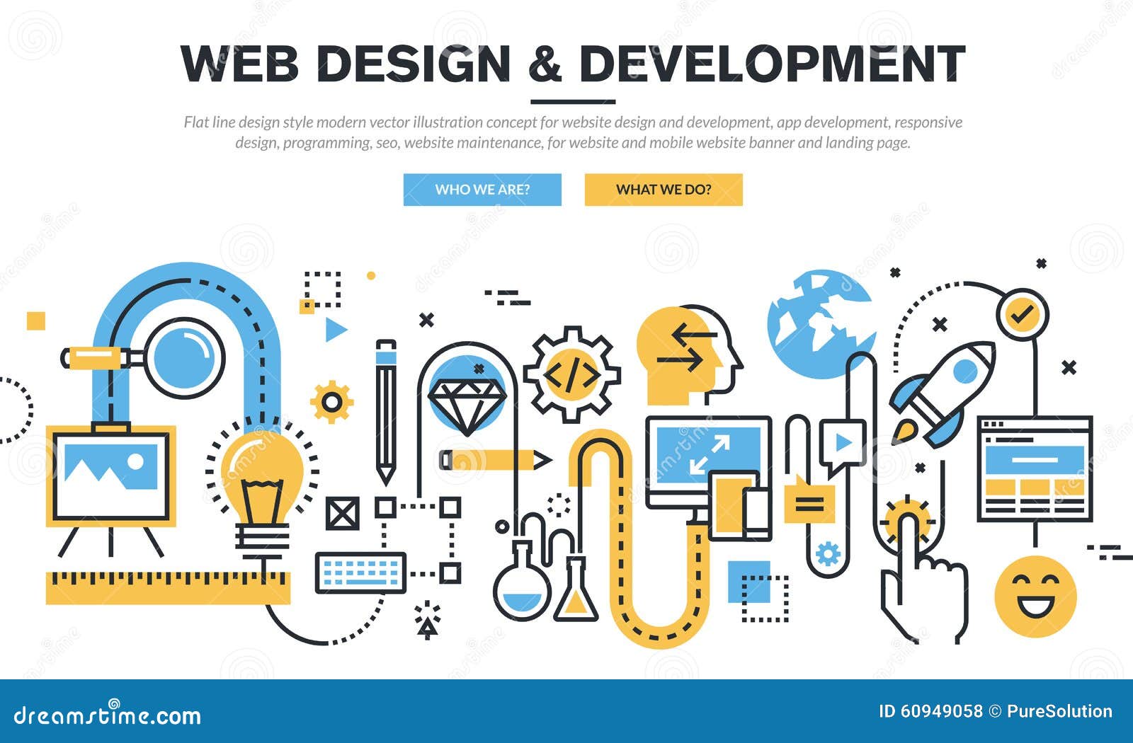 Flat Line Design Vector Illustration Concept for Website Design and ... Flat Line Design Vector Illustration Concept for Website Design and ...