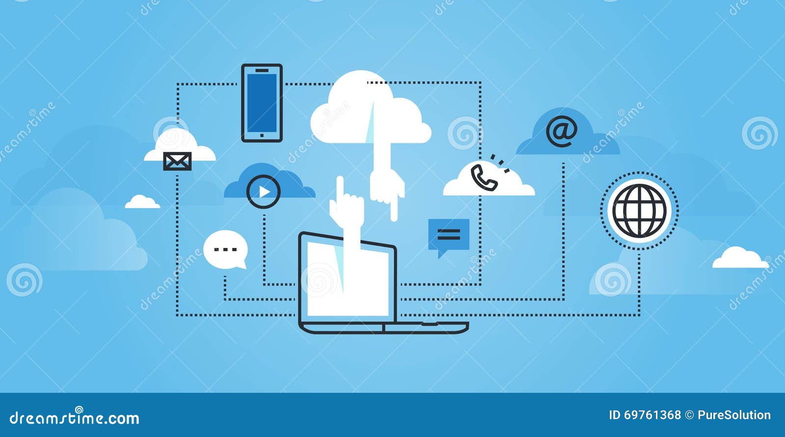 Flat Line Design Website Banner of Cloud Computing Services Stock ... Flat Line Design Website Banner of Cloud Computing Services Stock ...