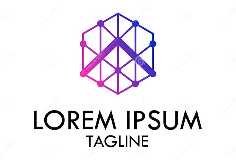 Line Dot Geometric Hexagonal Tech Logo Design Stock Vector ...