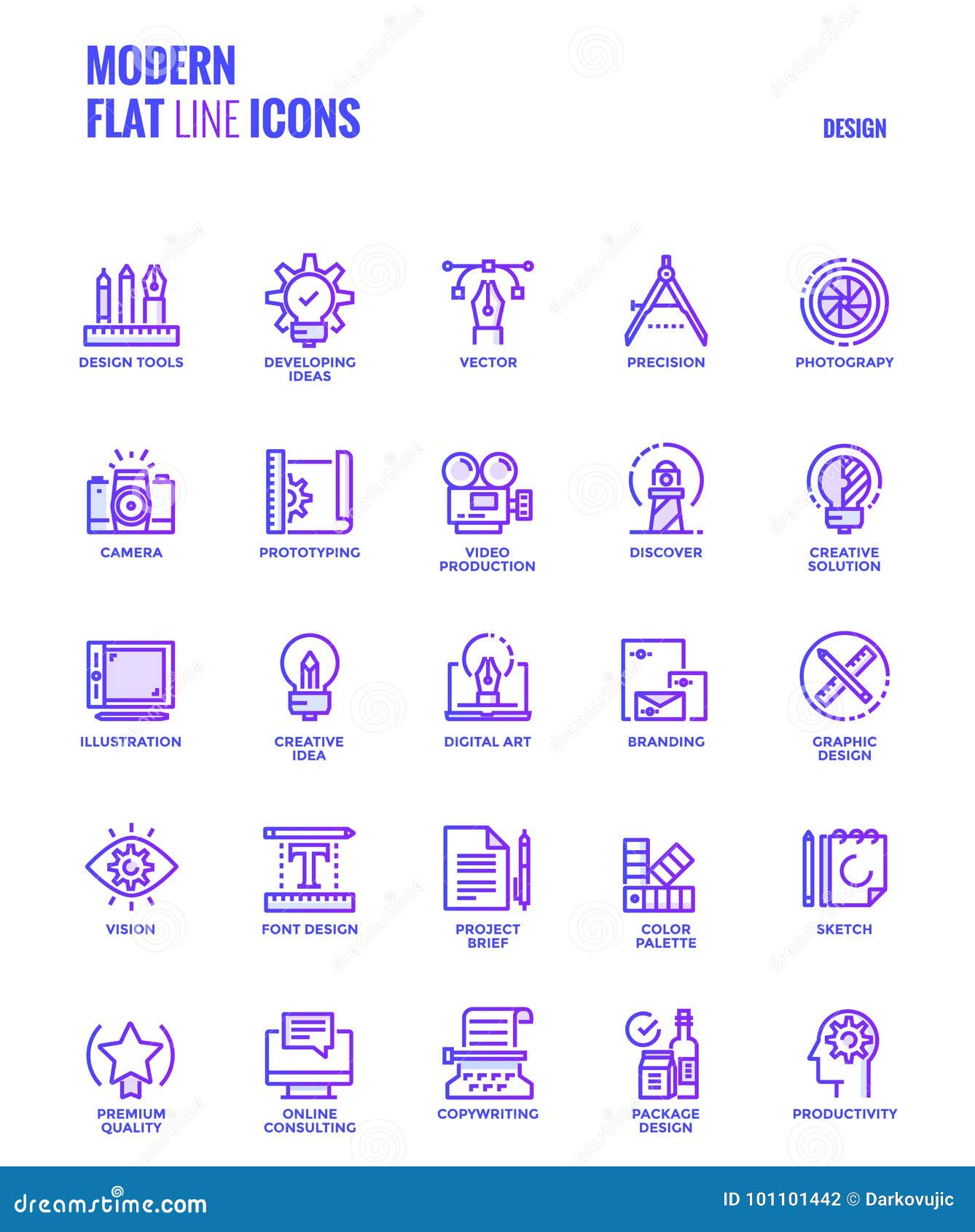 Flat Line Gradient Icons Design-Graphic Design Stock Vector ...