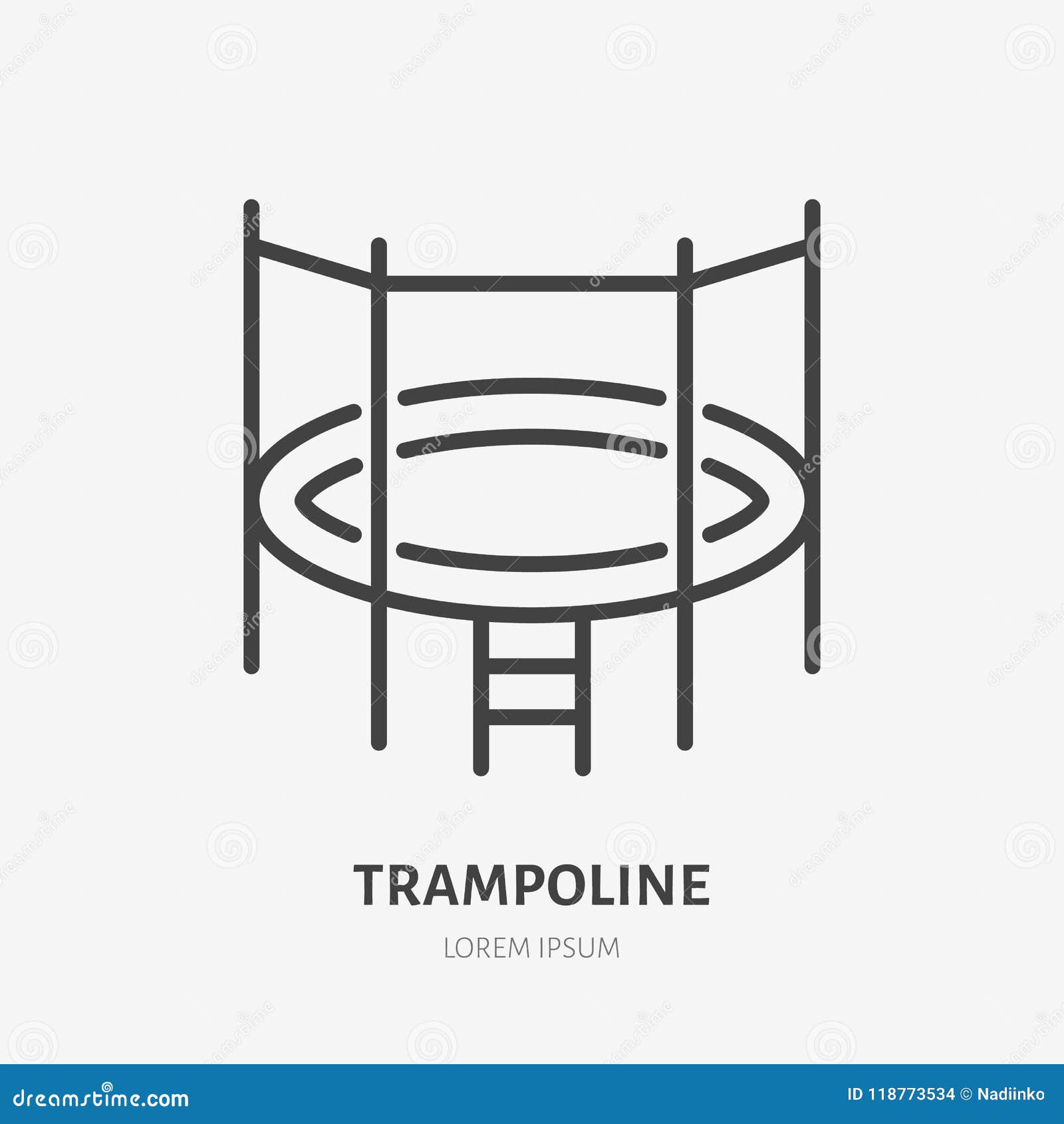 Flat Line Icon of Trampoline with Net. Trampolining Sign Stock Vector ...