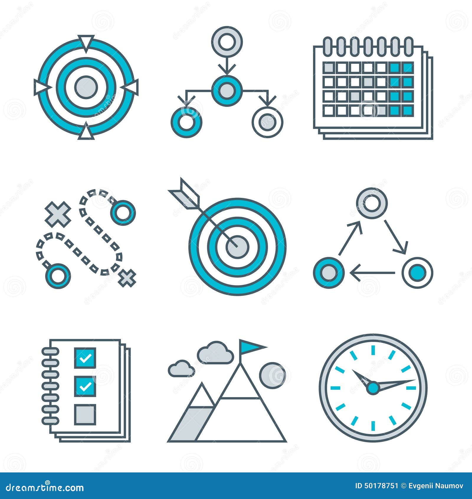 Flat Line Icons Set Of Competitive Advantage Stock Vector - Image: 50178751