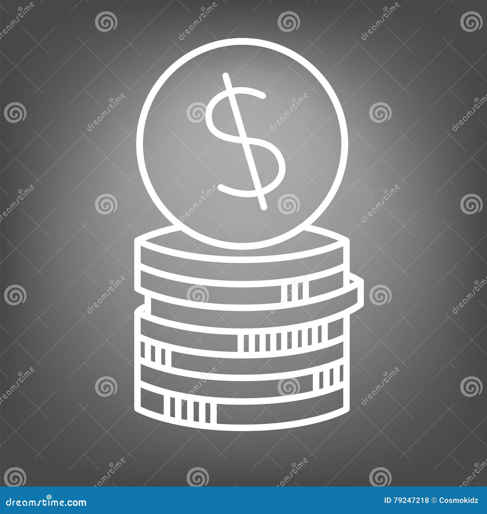 Flat Line Money Icon. Coins Stuck Vector Illustration. Stock Vector ...