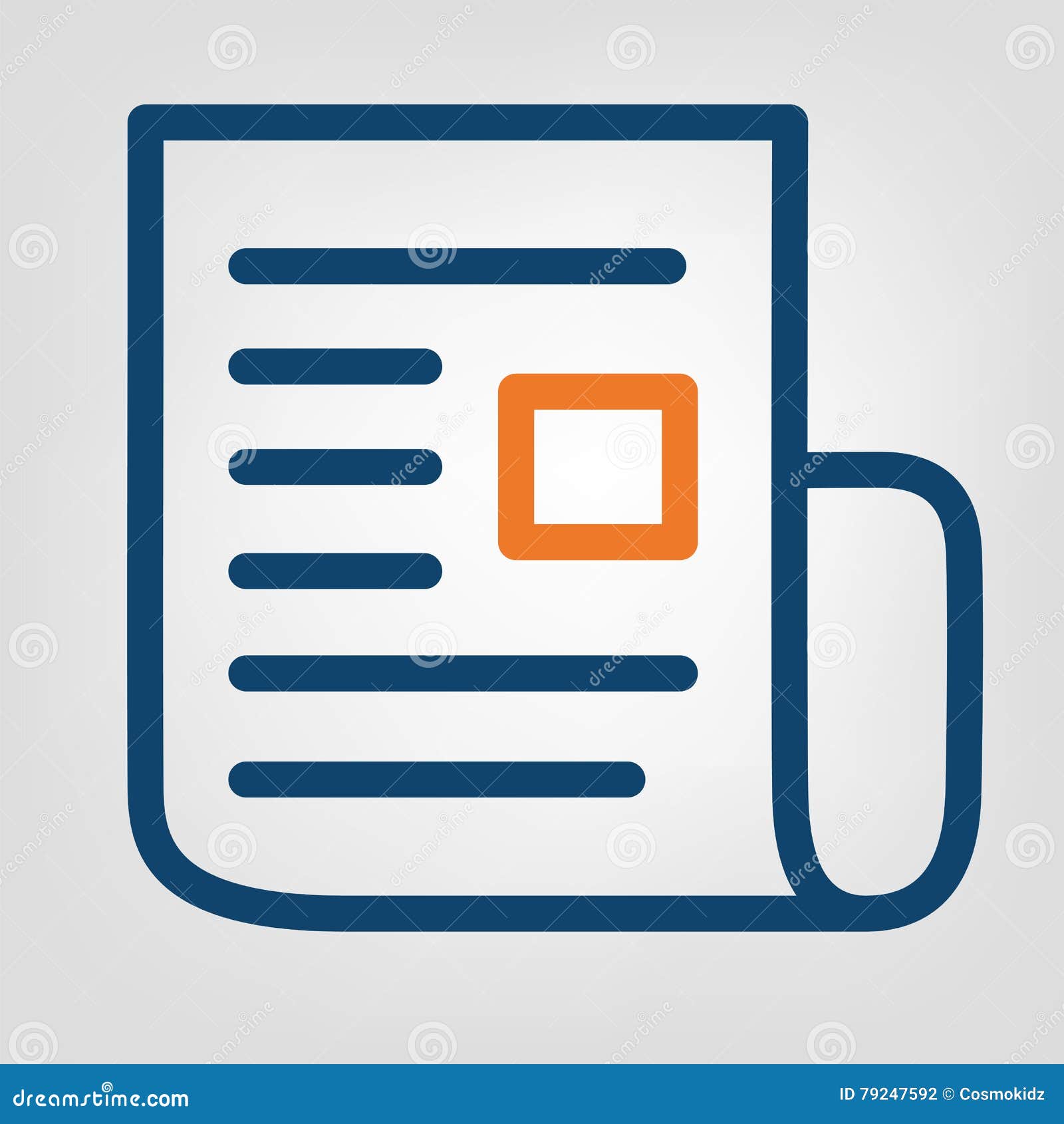 Flat Line Report Icon. Laconic Blue and Orange Lines on Gray Background ...