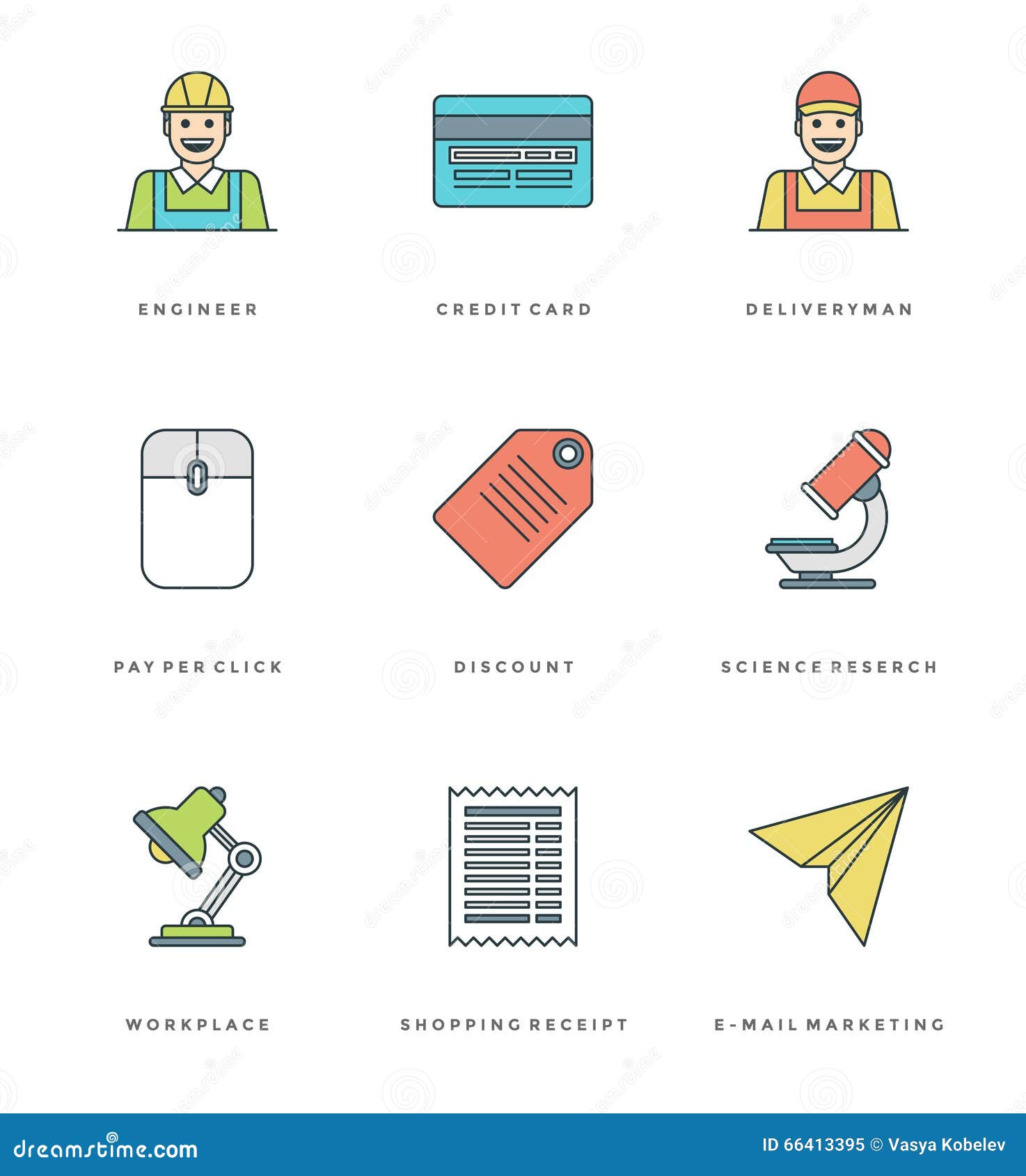 Flat Line Simple Icons Set. Thin Linear Stroke Vector Essentials ...